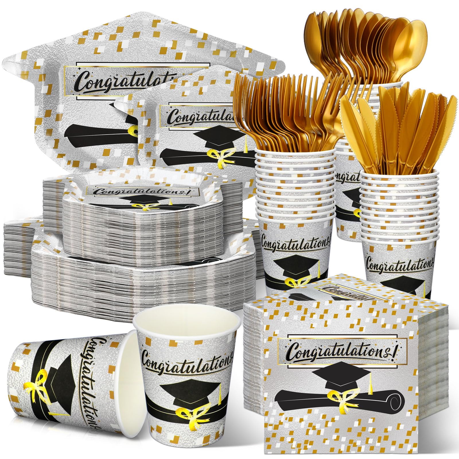 Nuogo 180 Pcs 2025 Graduation Party AFN1Supplies Graduation and Napkins ...