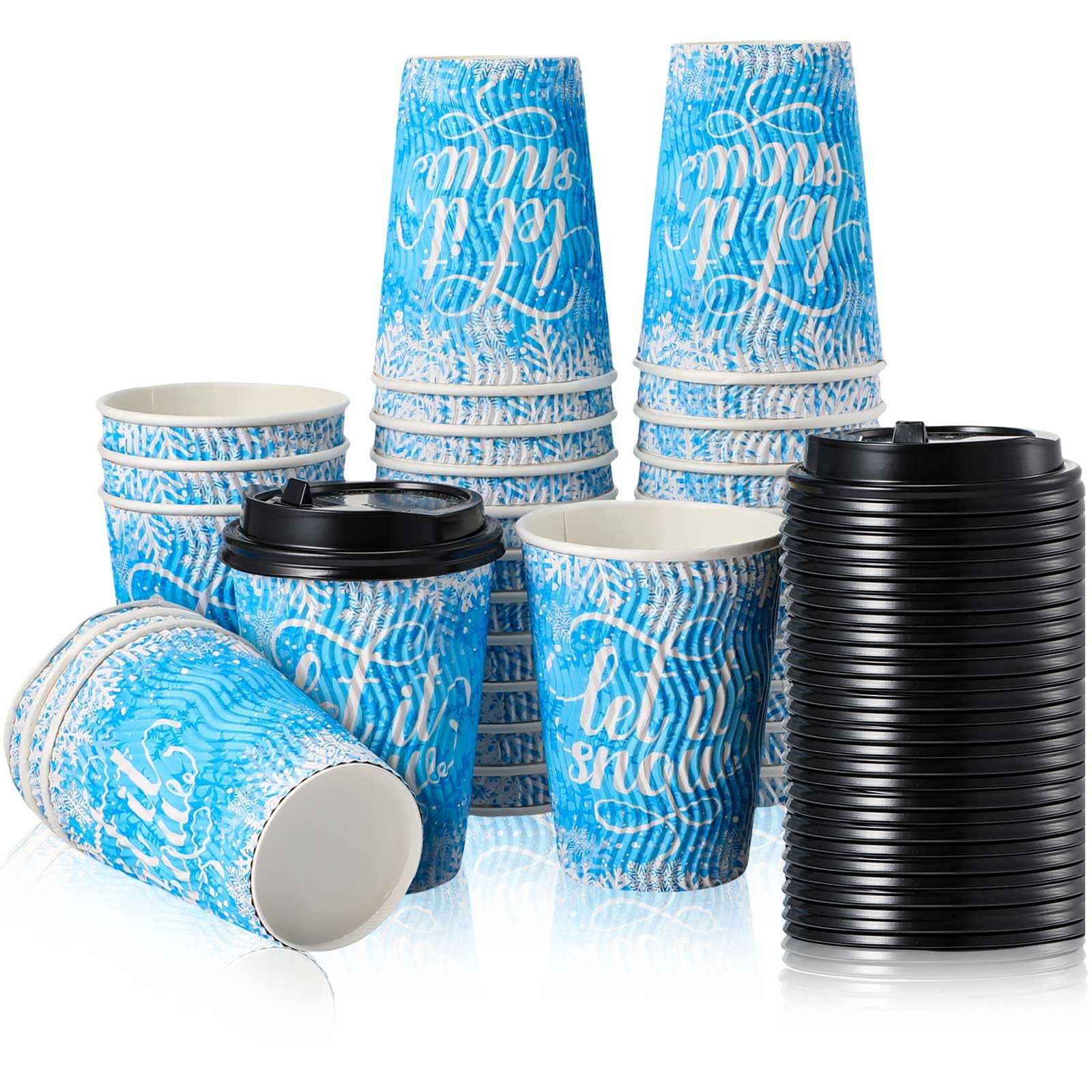 Nuogo 30 Sets 12 oz Christmas Disposable Coffee Cups with Lids Thick ...