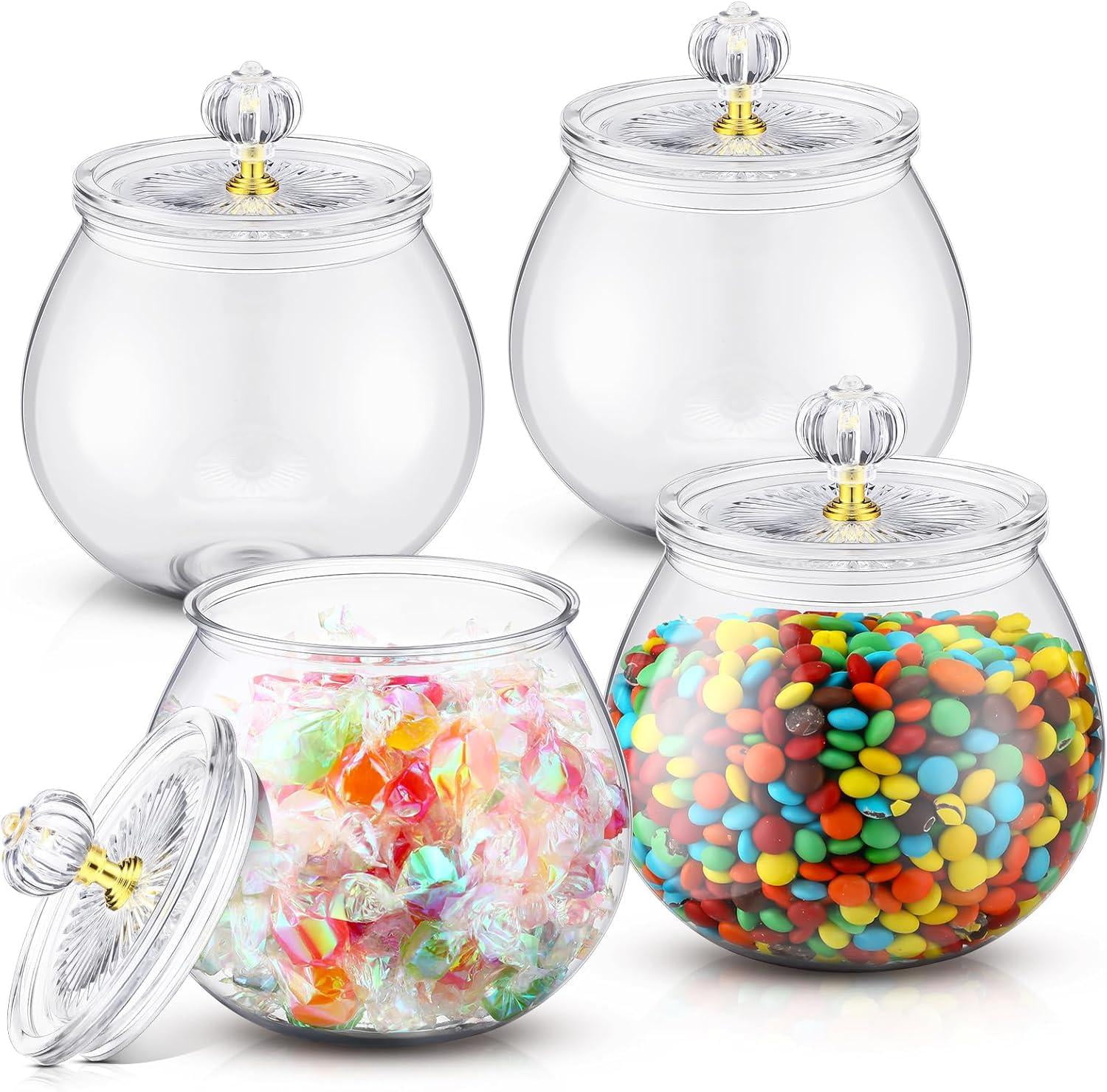 Nuogo 4 Pcs Plastic Candy and Cookie Jars with Lids Clear Cookie ...