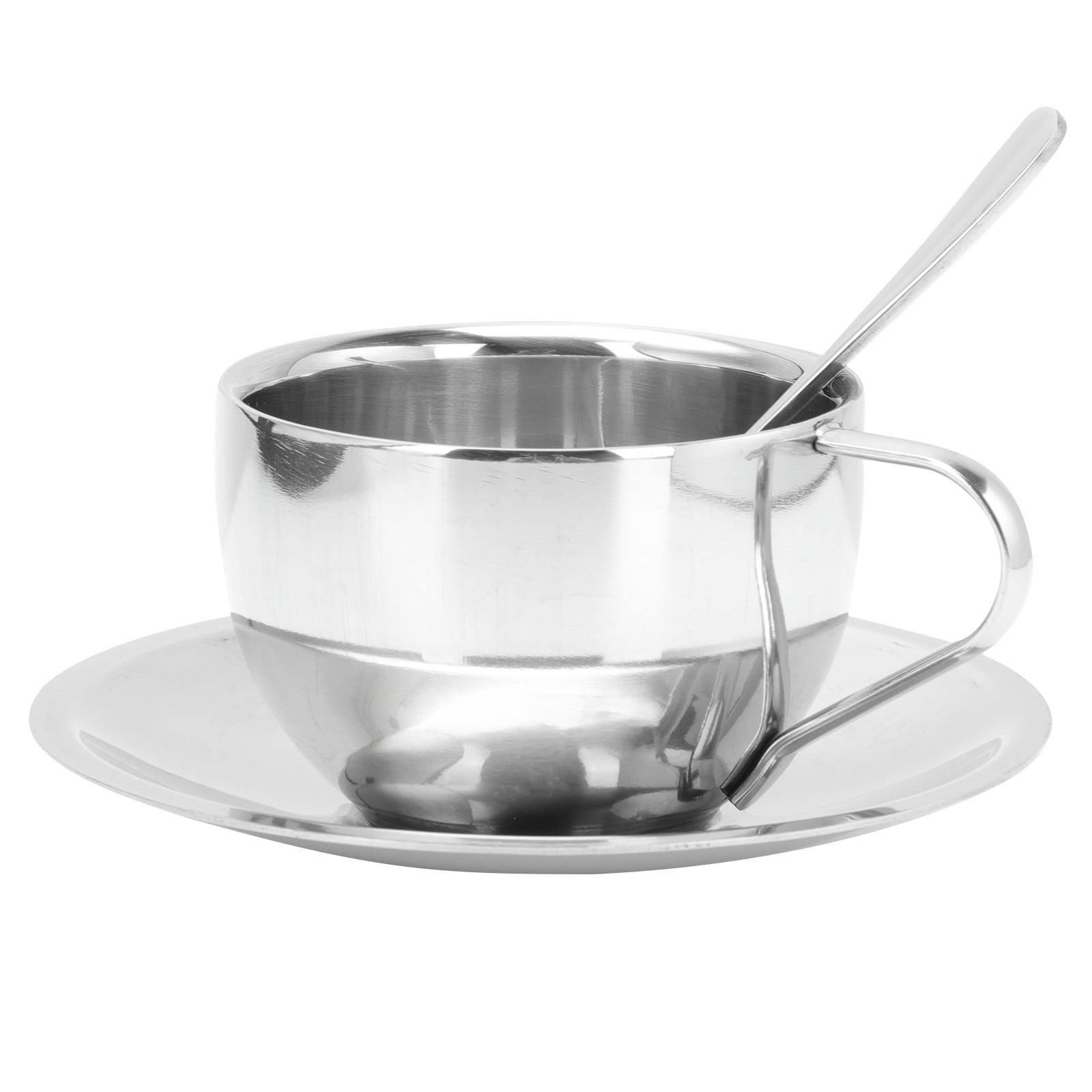 Nuolux Stainless Steel Coffee Mug Set with Espresso Cups, Saucers ...