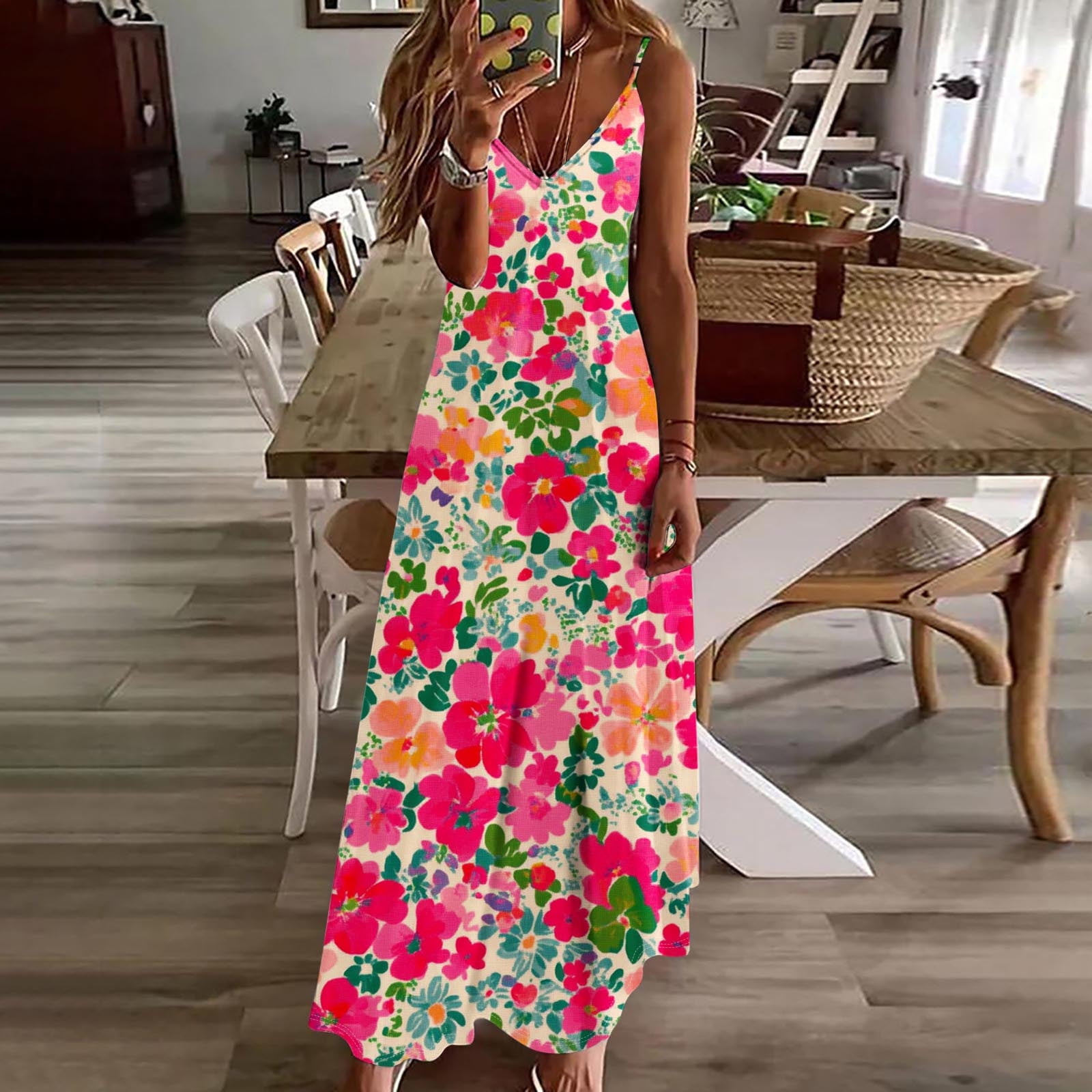 Nuoqisi Hawaiian Dresses Women Luau Party Sundress Summer Maxi Tropical ...