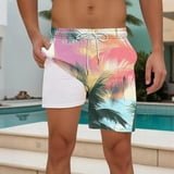 Nuoqisi Men Swim Trunks with Compression Hawaiian Printing Beach Shorts ...