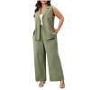 Nuoqisi Plus Size Women's Sleeveless Tank Lapel Button Top Wide Leg ...