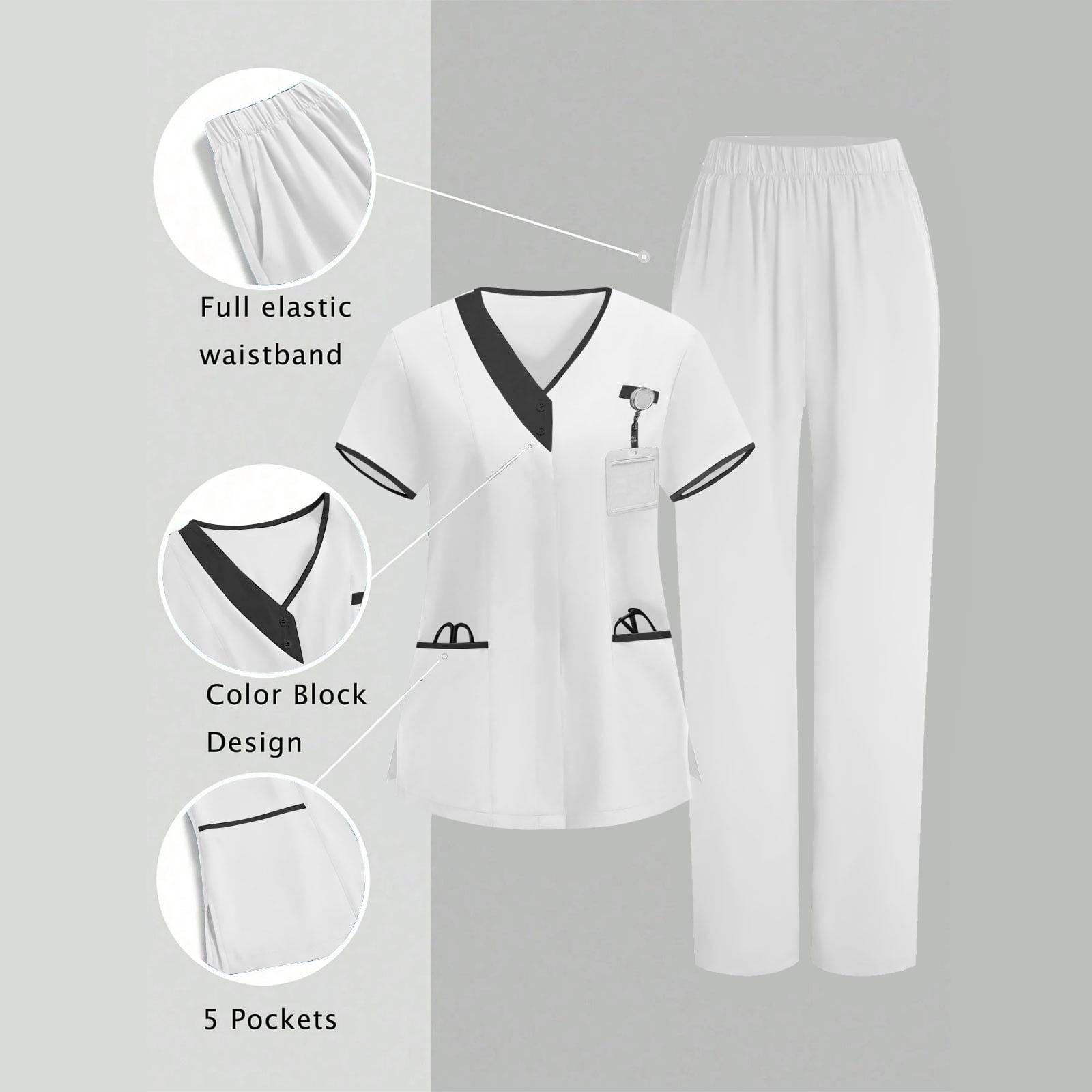 Nuoqisi Women's Healthcare Uniform Set - Professional Medical Scrubs ...