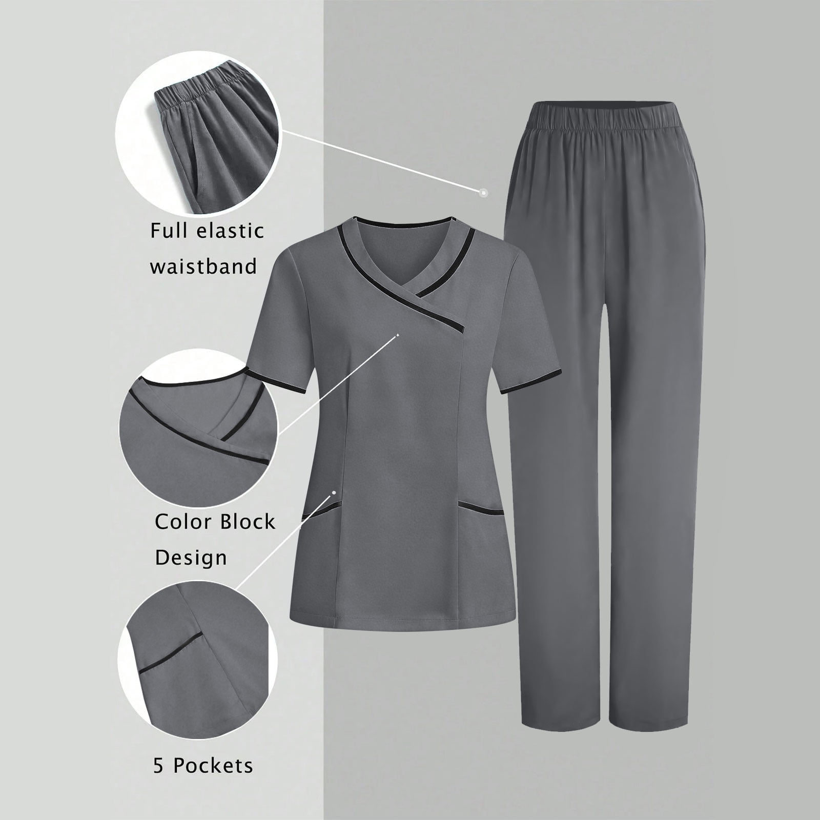 Nuoqisi Women's Healthcare Uniform Set - Professional Medical Scrubs ...