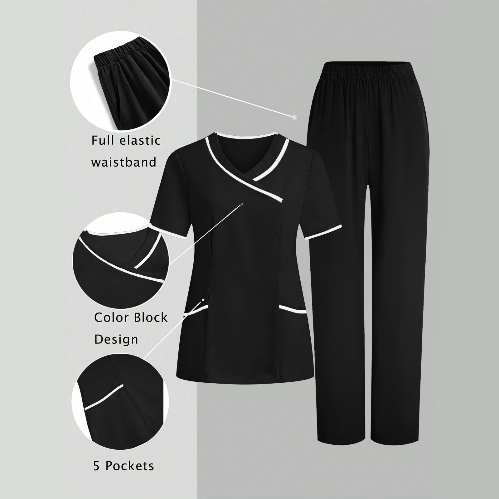 Nuoqisi Women's Healthcare Uniform Set - Professional Medical Scrubs ...
