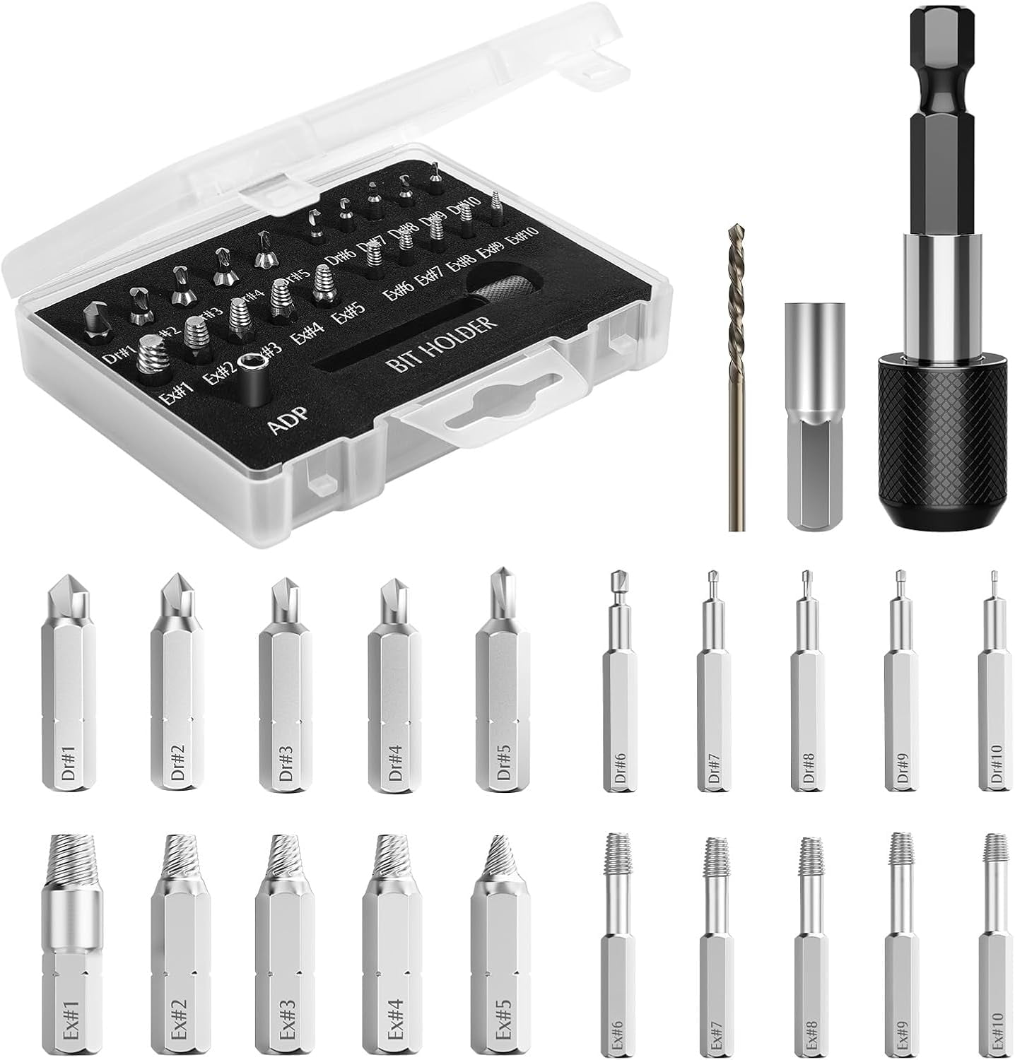 Nuovoware Damaged Screw Extractor Set, 22 PCS Easy Out Stripped Screw ...