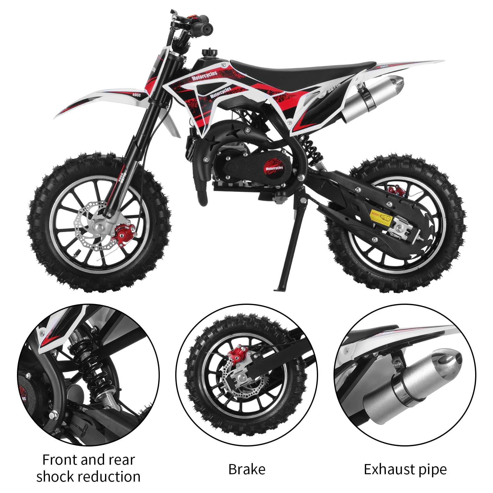 Nuoxin 49cc 2-Stroke Kids Dirt Bike, Gas Power Motocross, Off Road Mini Motorcycle, Children ...