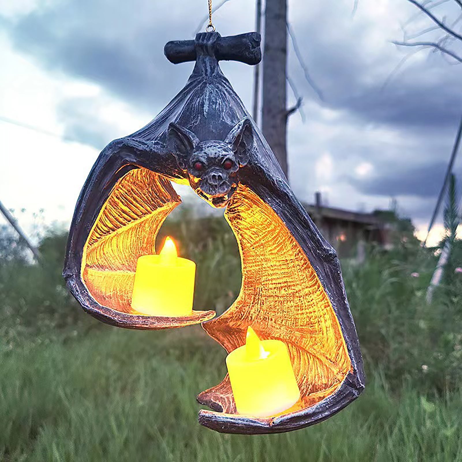 Nuoxin Bat Wall Tealight Holder Double Candle Gothic Bat Sconce with ...