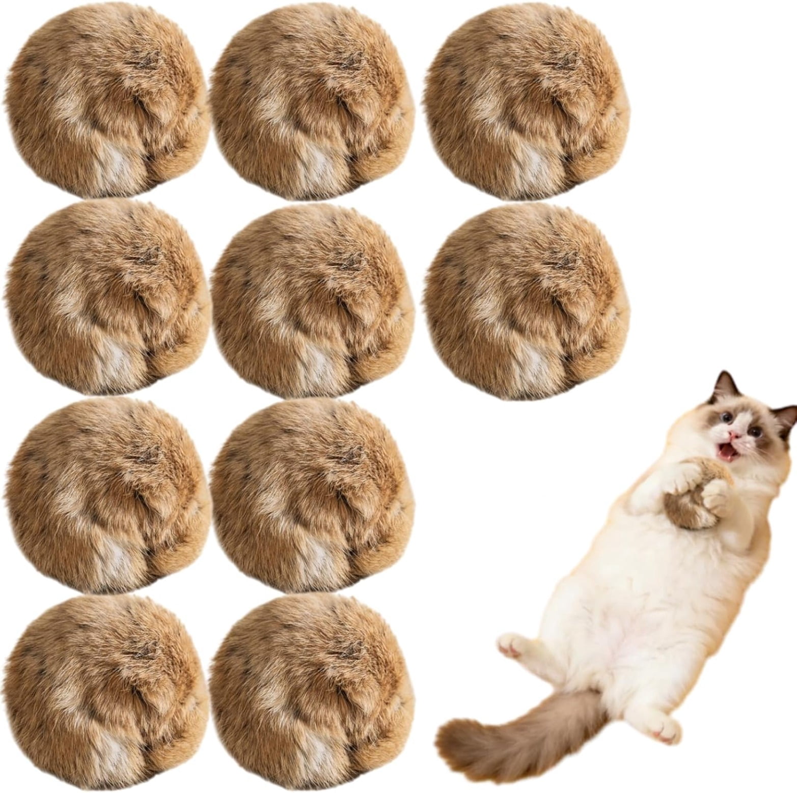 Nuoxin Fur Ball Cat Toy, 3 Inch Cat Pom Pom Balls, Soft Fluffy Cat Toy ...