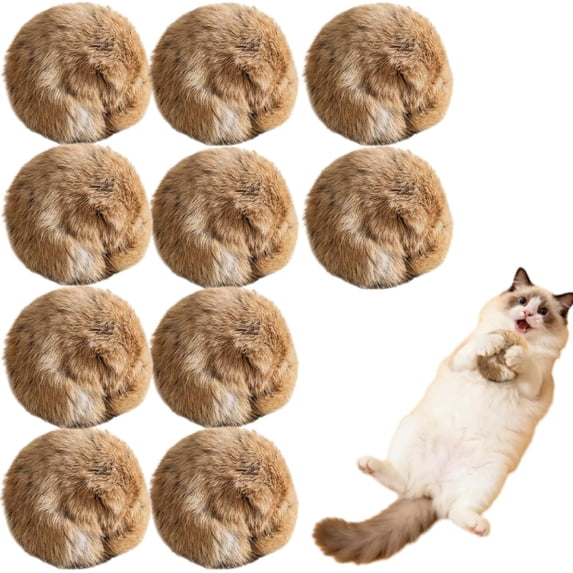 Nuoxin Fur Ball Cat Toy, 3 Inch Cat Pom Pom Balls, Soft Fluffy Cat Toy ...
