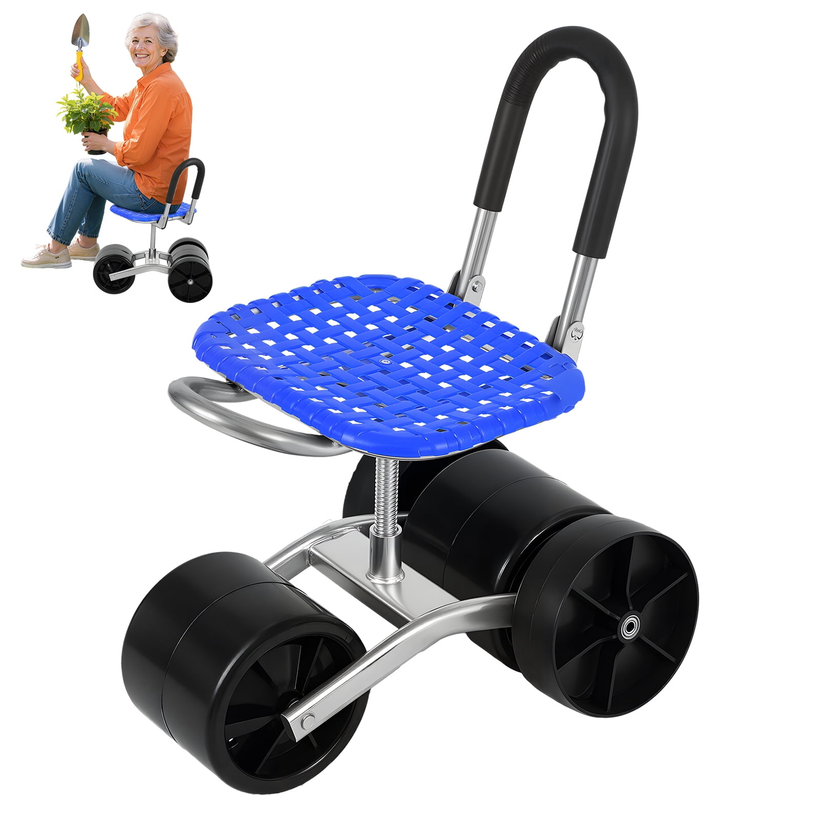 Nuoxin Garden Stool with Wheels, Rolling Garden Cart with 360 Degree ...