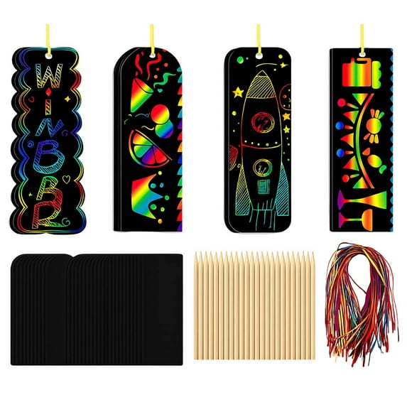 Nuoxin Magic Scratch Rainbow Bookmarks Making Kit, Christmas Party ...