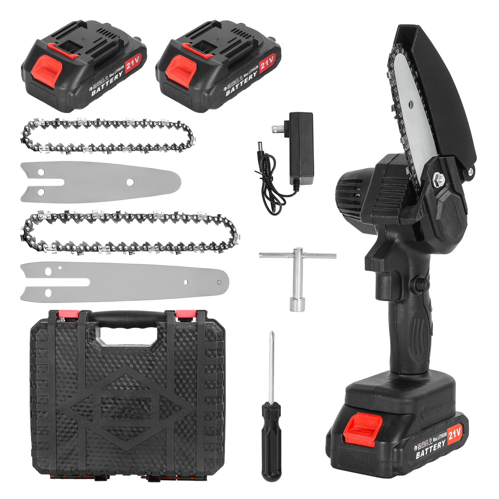 Nuoxin Mini Chainsaw, 4 & 6-inch Cordless Small Chain Saw with 2 ...