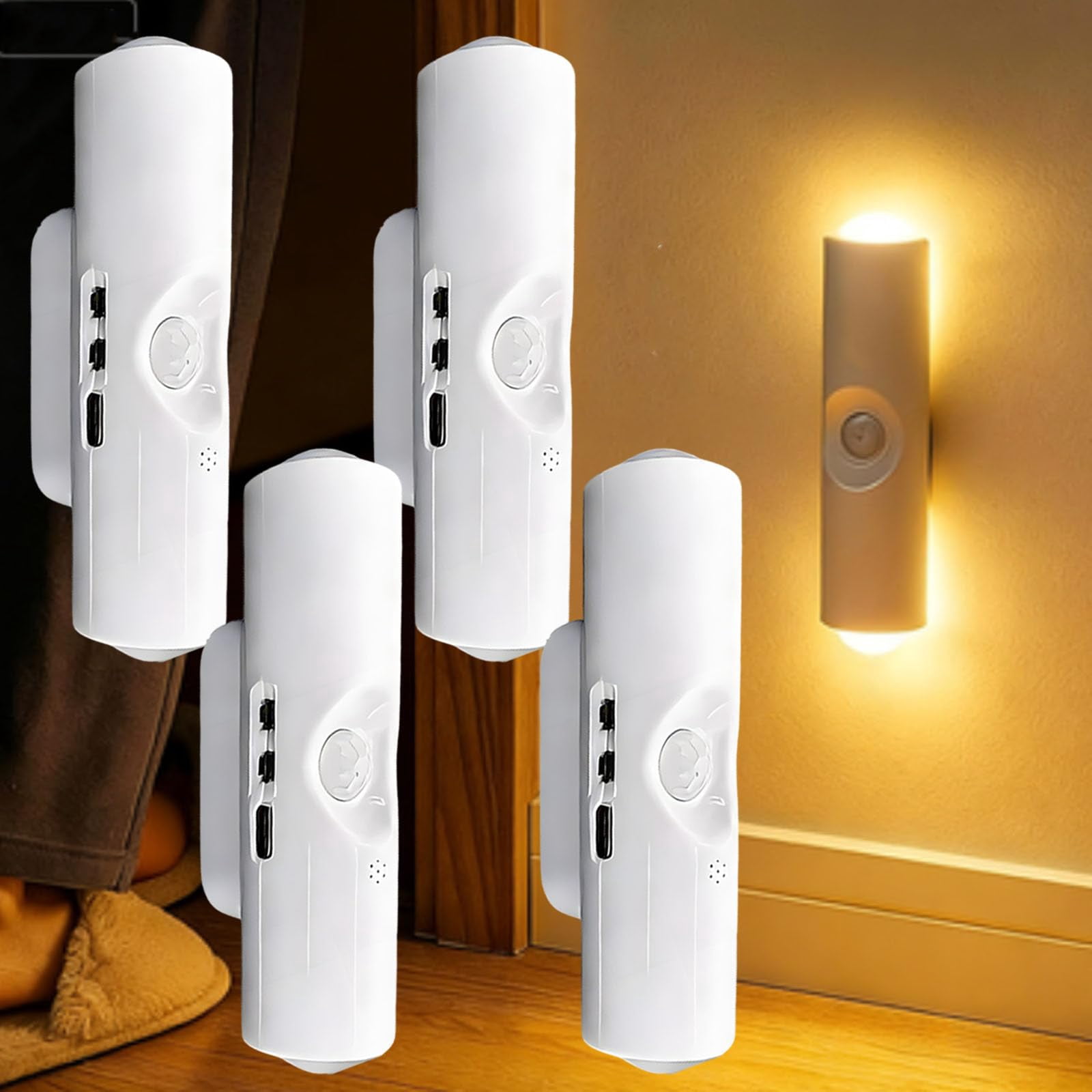 Nuoxin Rechargeable Puck Lights Motion Sensor, Magnetic Wireless Smart ...