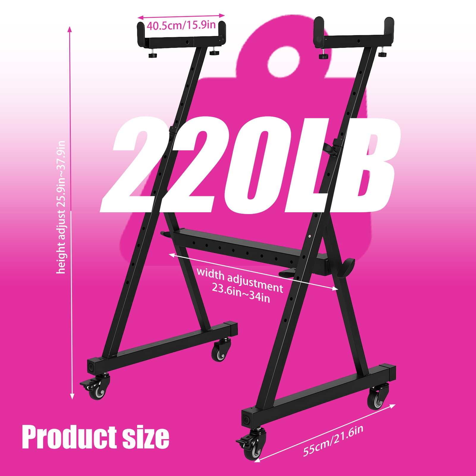 Nuoxin Stands Keyboard Stand w/ Wheels - Black Z Style Adjustable ...