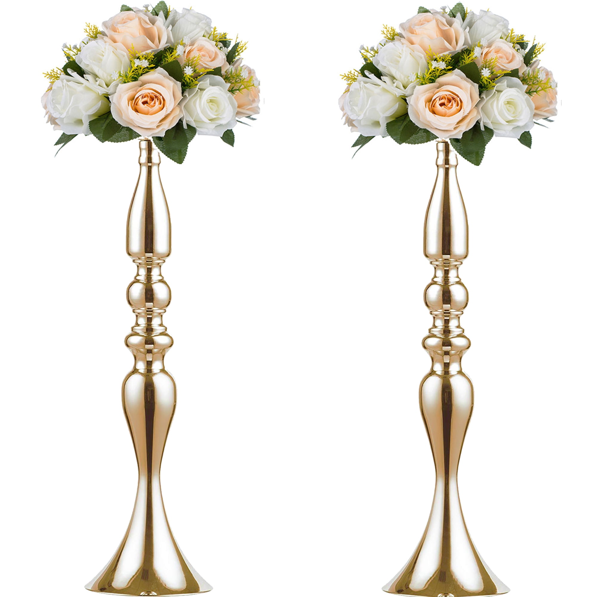 Nuptio 20" Gold Centerpieces for Table Decoration Vases for Wedding Set ...
