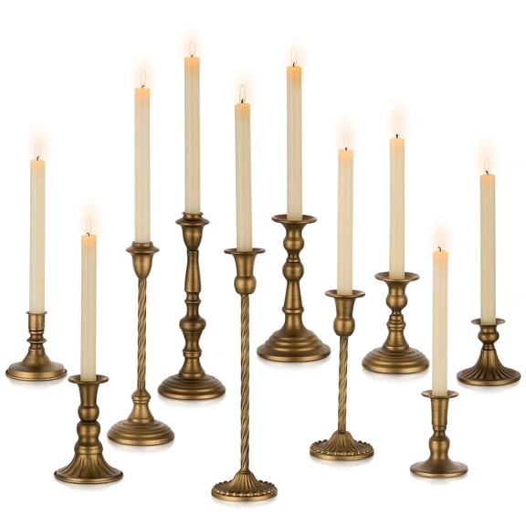 48PCS Brass Gold Taper Candle Holders, Vintage Metal Candlestick ...