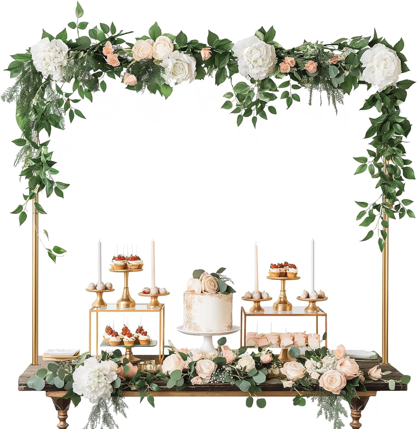 "Nuptio Adjustable Gold Metal Table Arch Stand for Wedding, Party ...