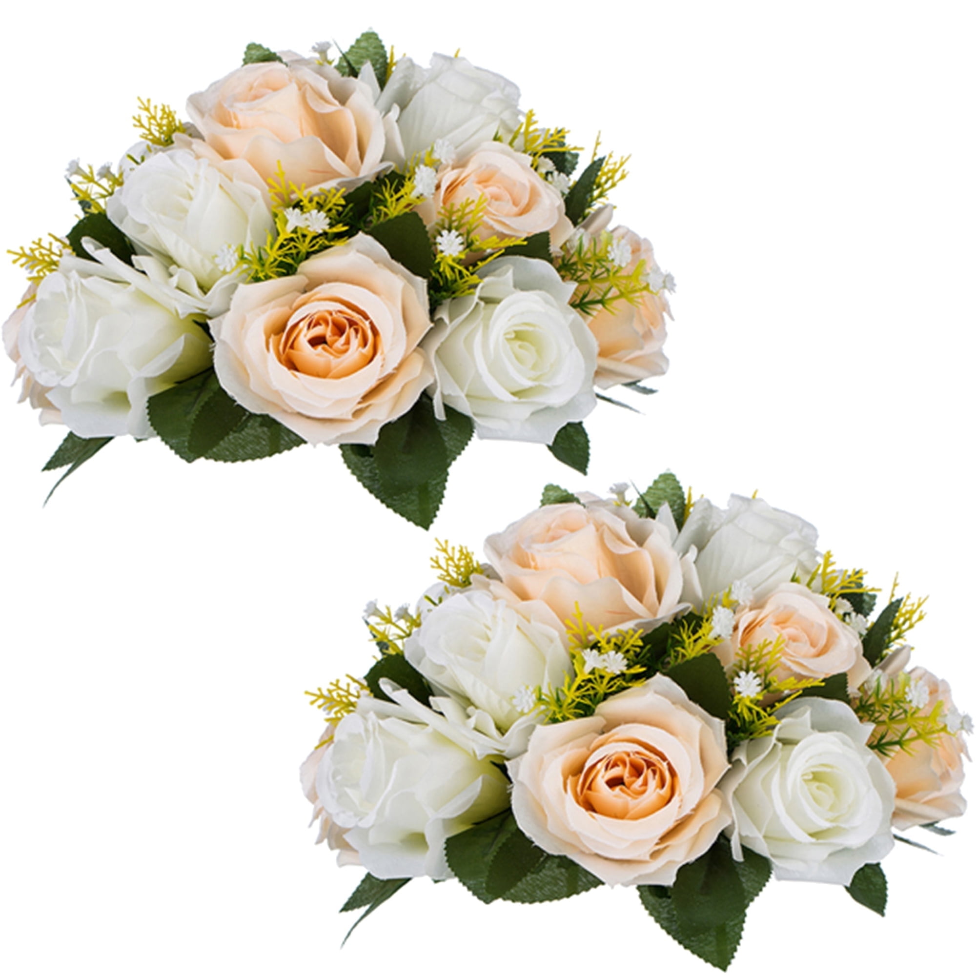 Nuptio, Set of 2 Champagne Artificial Flower Kissing Balls, 15 Heads ...