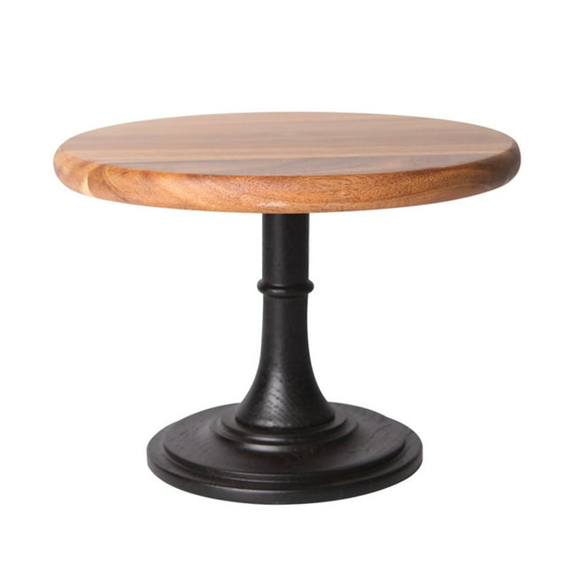 Nuptio 8.3-inch Wood Round Cake Stand with Base & Top for Wedding ...