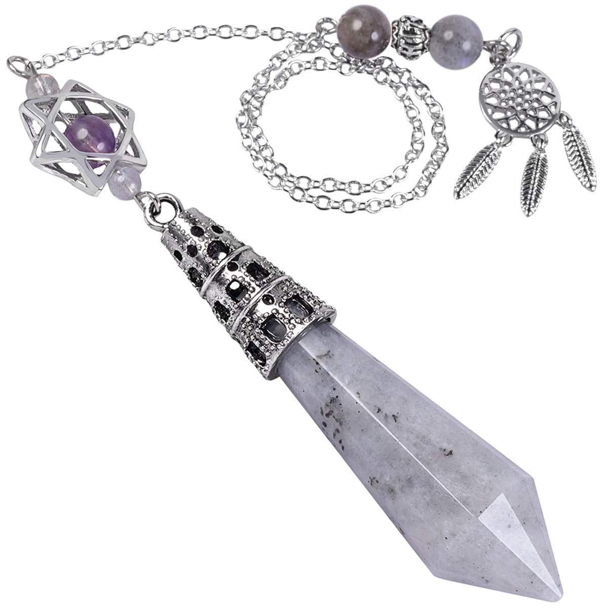 Nupuyai Healing Crystal Point Pendulum for Reiki Dowsing Divination Meditation with Dream ...