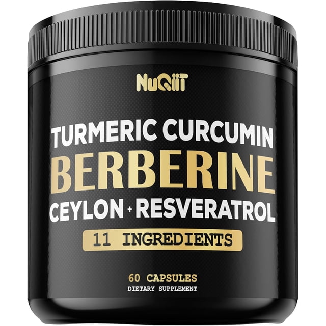 Nuqit Turmeric Curcumin Berberine Ceylon + Resveratrol 60 Capsules ...