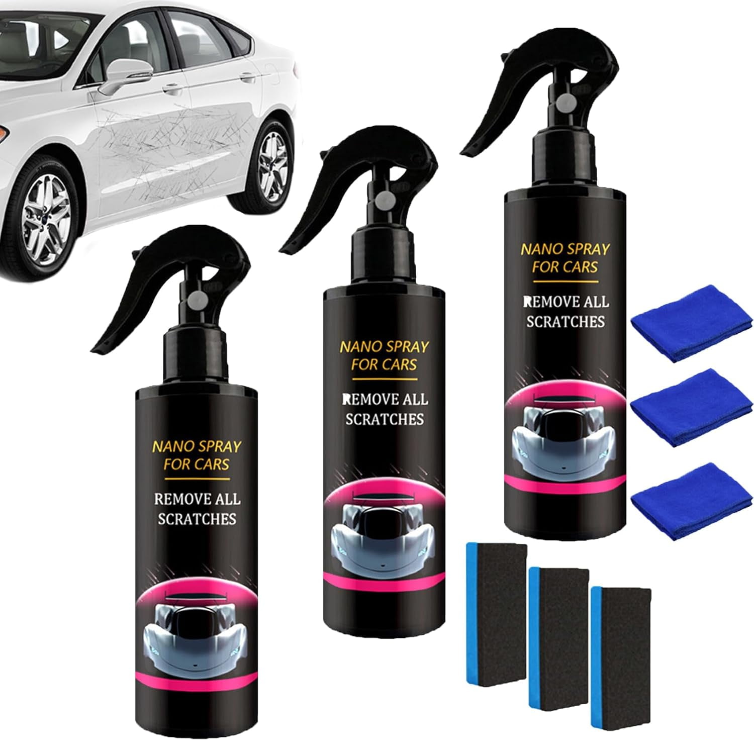Nuracoat Nano Car Spray – Nuracoat Scratch Remover, 3-in-1 Ceramic Coating Scratch Remover ...