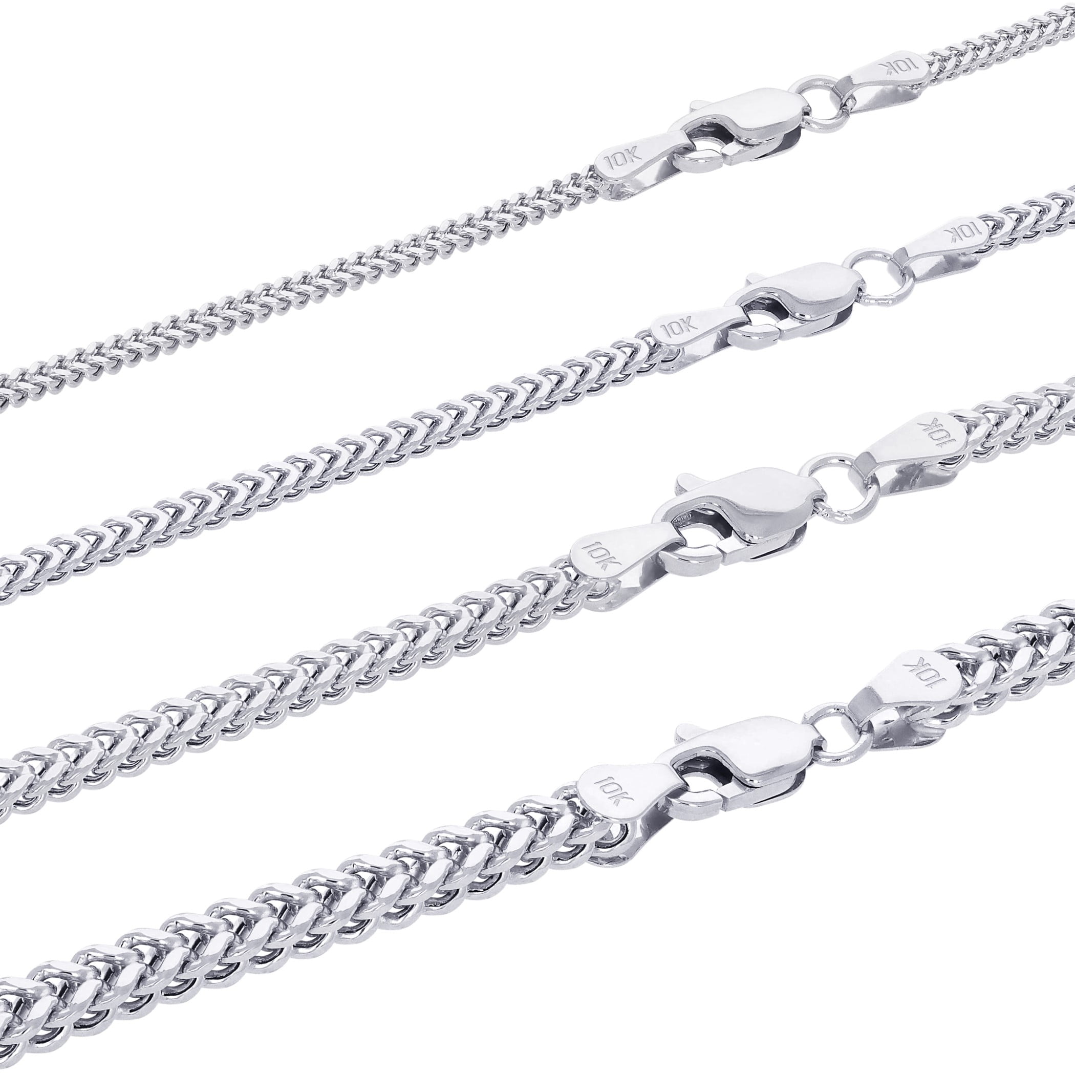 Nuragold 10K Real White Gold Franco Square Box Chain Wheat Necklace 16 ...