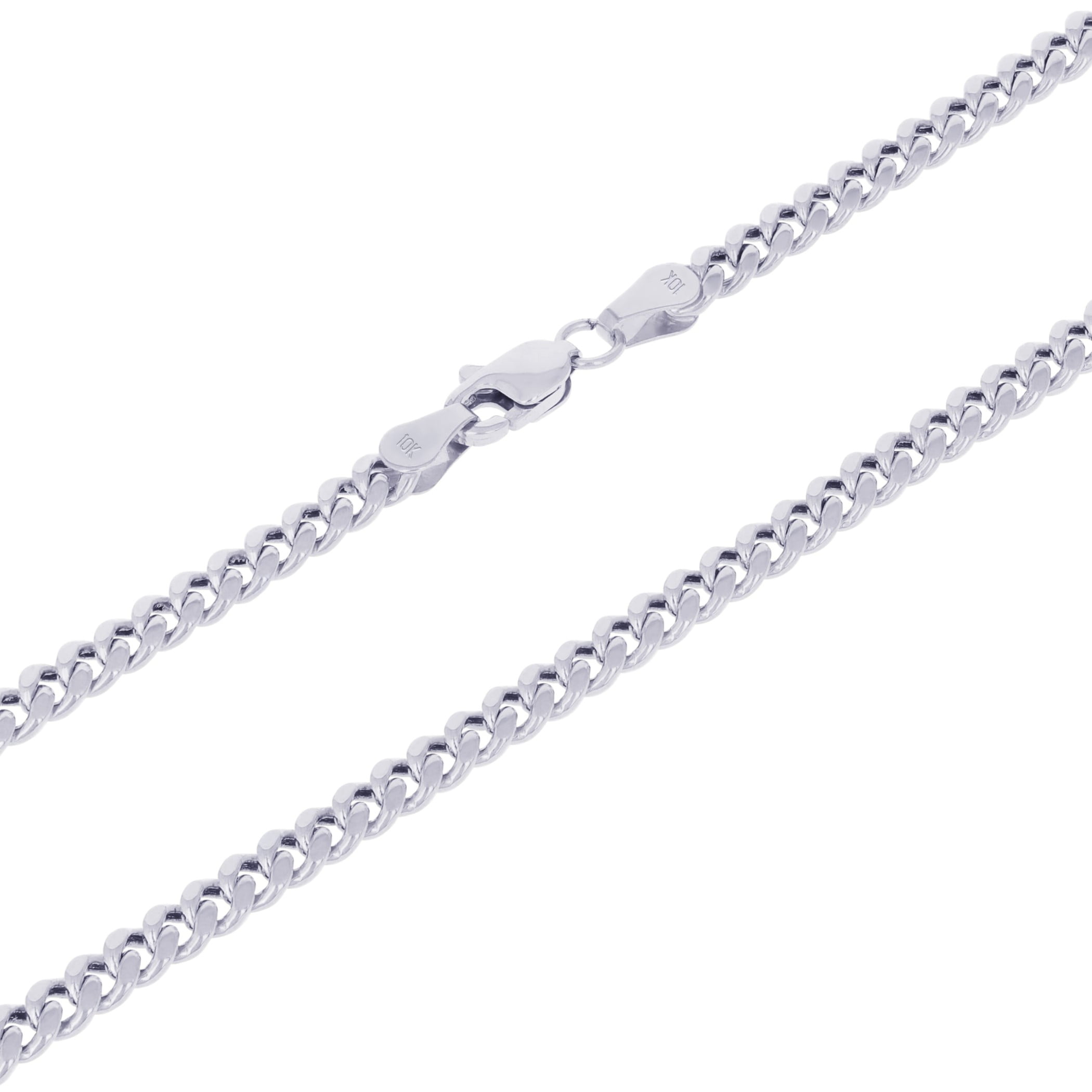 Nuragold 10K Real White Gold Miami Cuban Link 3.5mm Chain Necklace (16 ...