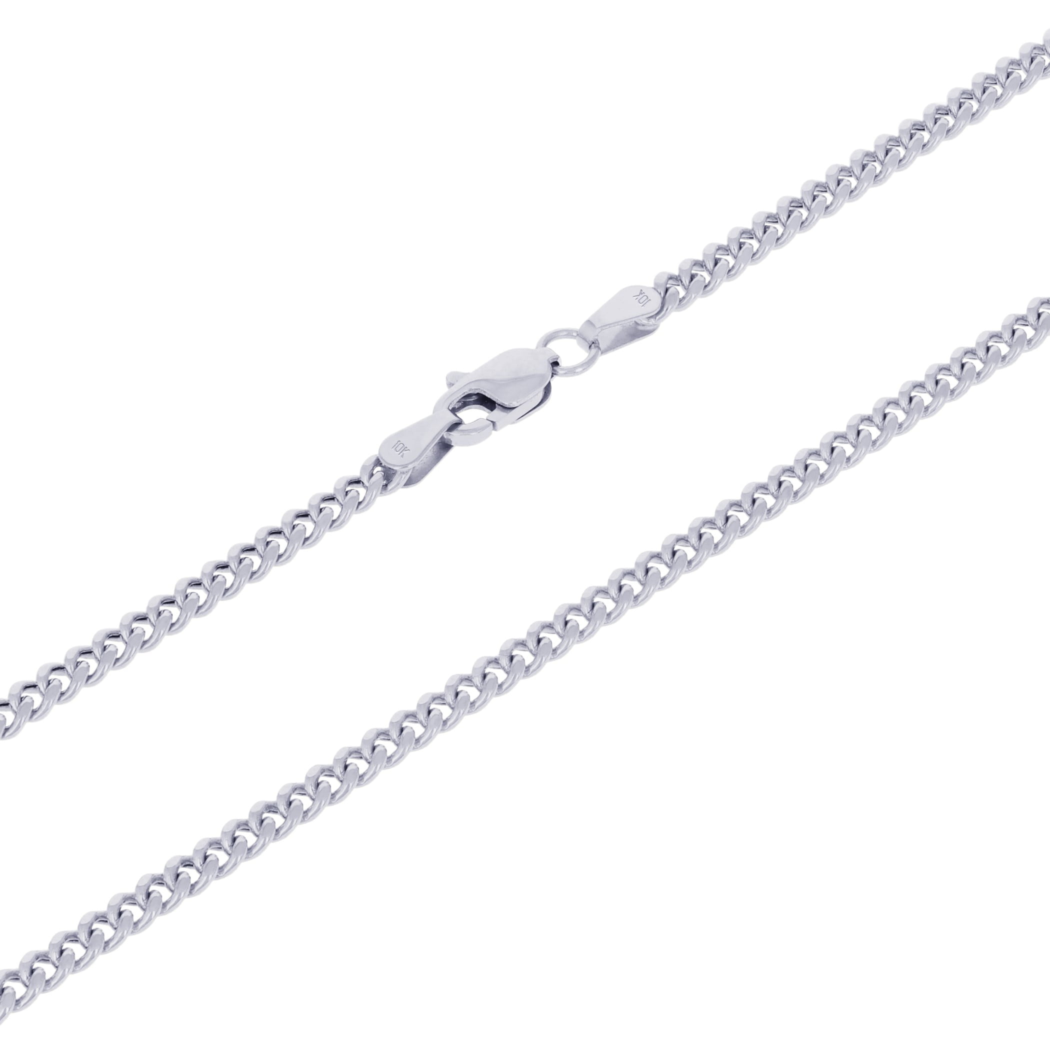 Nuragold 10K Real White Gold Miami Cuban Link 3mm Chain Necklace (16 ...