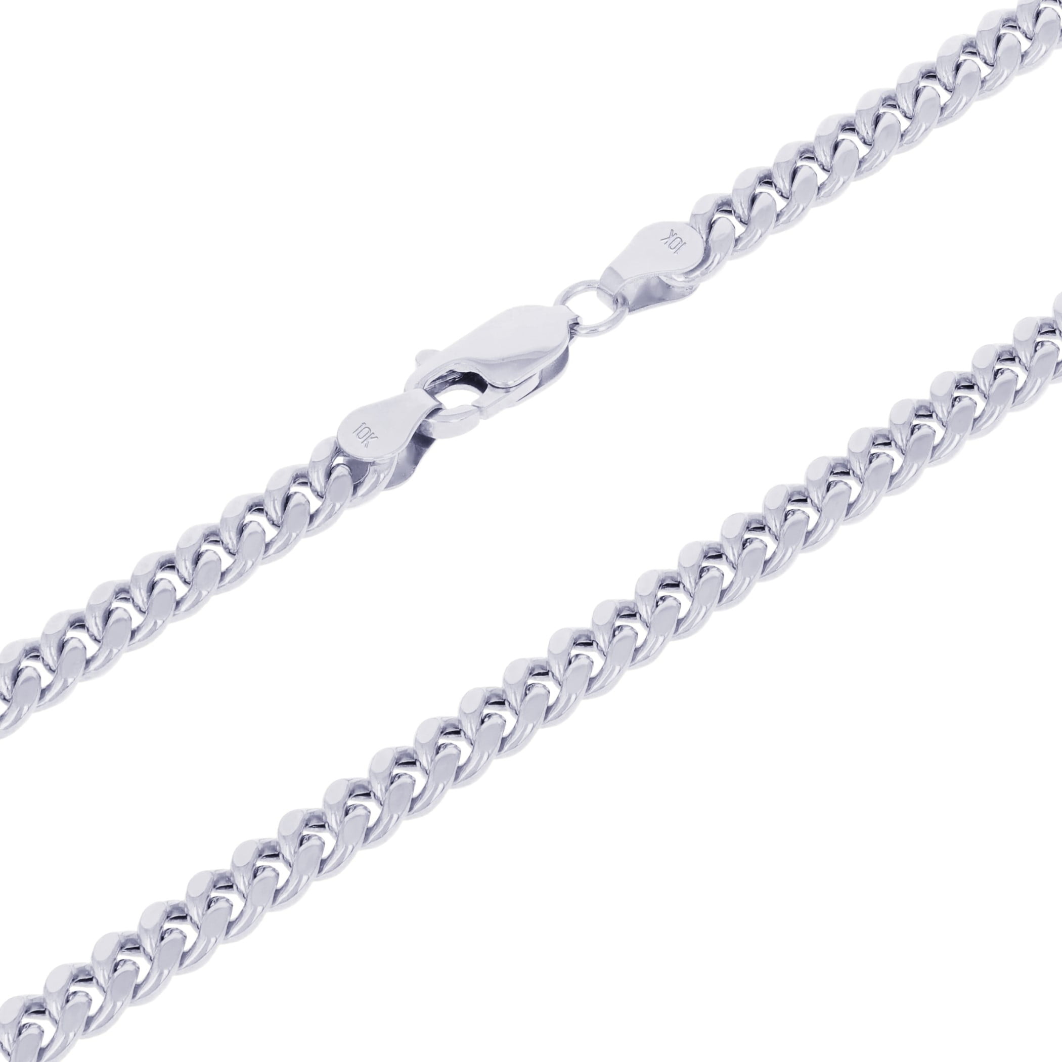 Nuragold 10K Real White Gold Miami Cuban Link 4.5mm Chain Necklace (16 ...