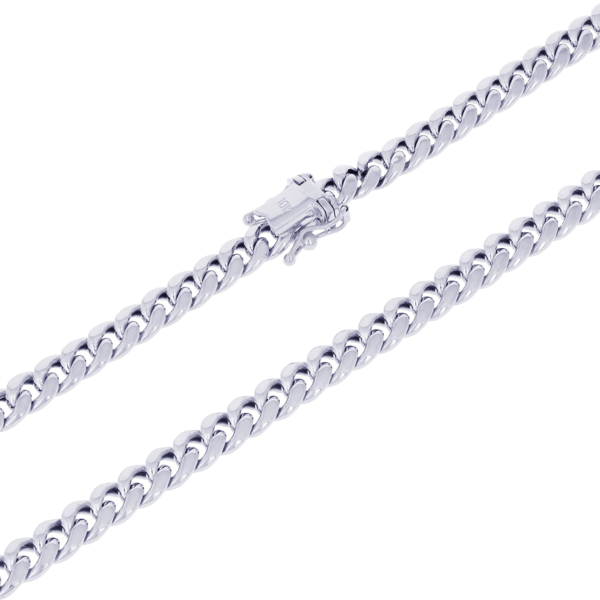 Nuragold 10k White Gold 5.5mm Miami Cuban Chain, Mens Womens Jewelry ...