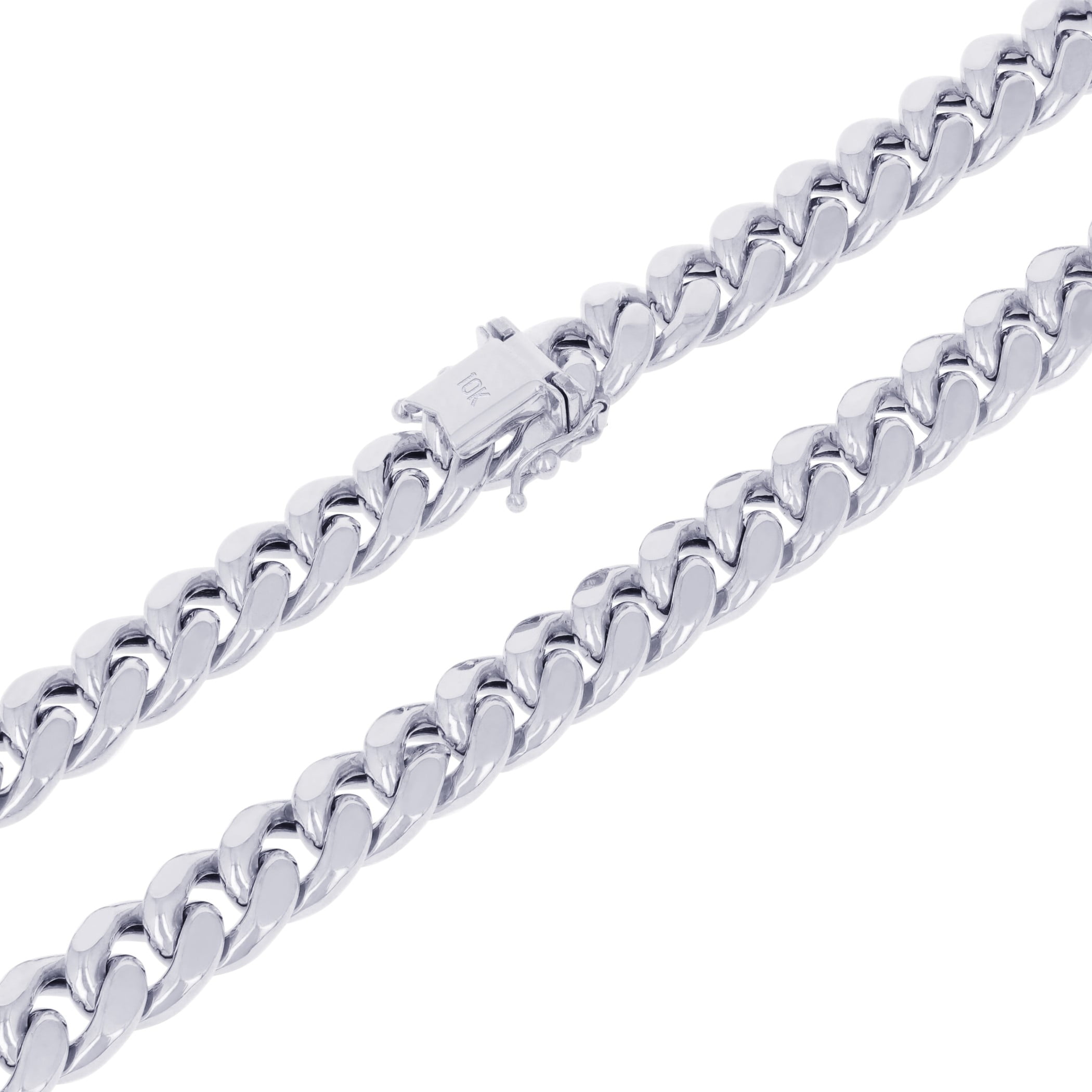 Nuragold 10K Real White Gold Miami Cuban Link 9mm Chain Necklace (18 ...