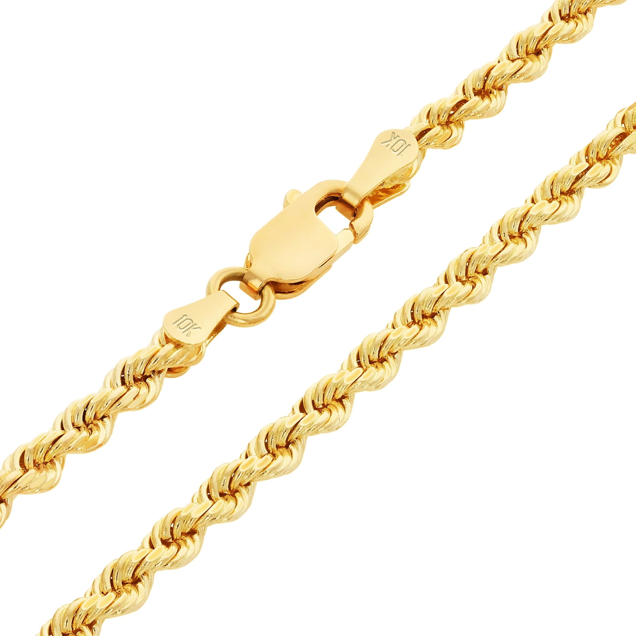 Nuragold 10K Real Yellow Gold 2.5mm Solid Rope Chain Diamond Cut ...