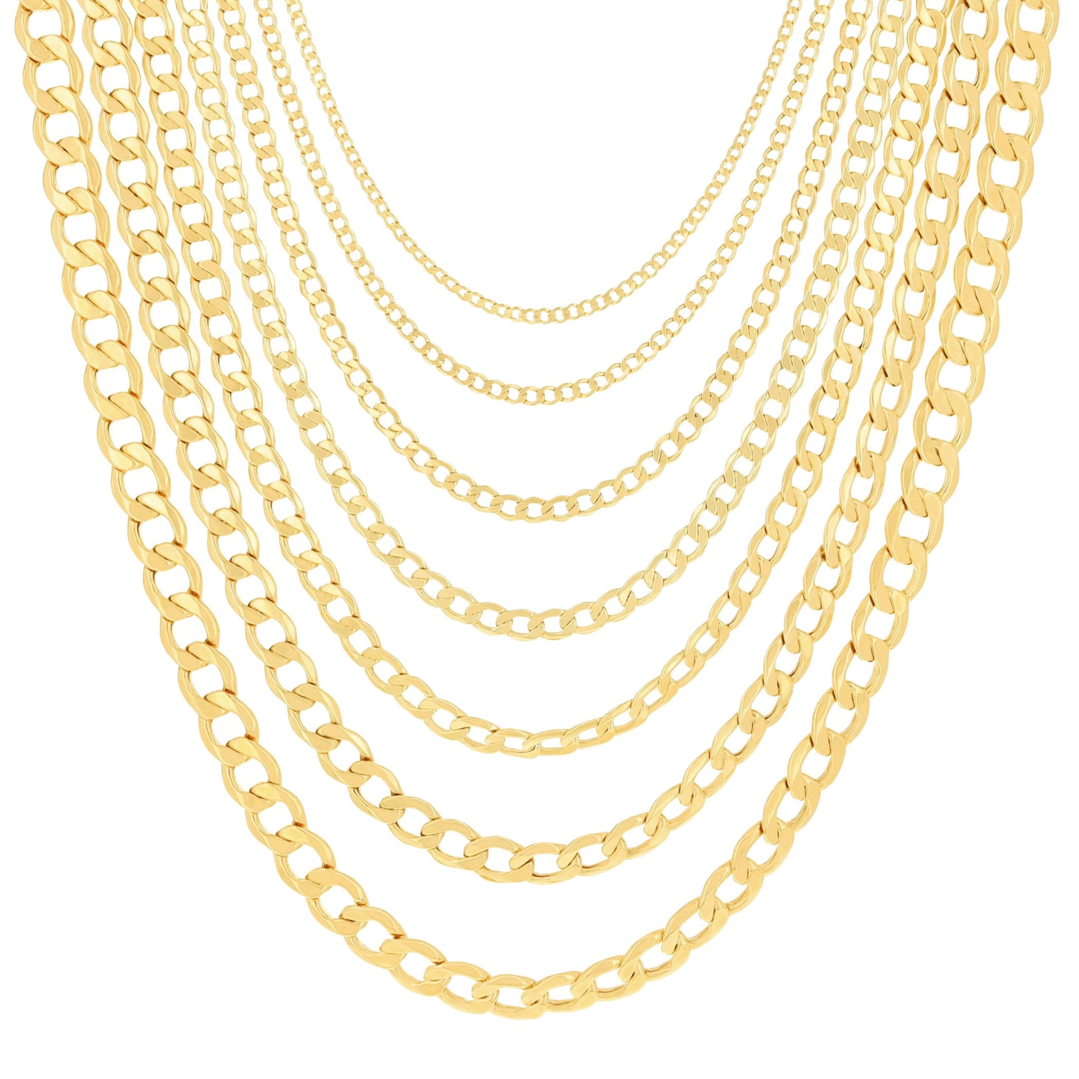 Nuragold 10K Real Yellow Gold Cuban Curb Link Chain Necklace 16"-30 ...