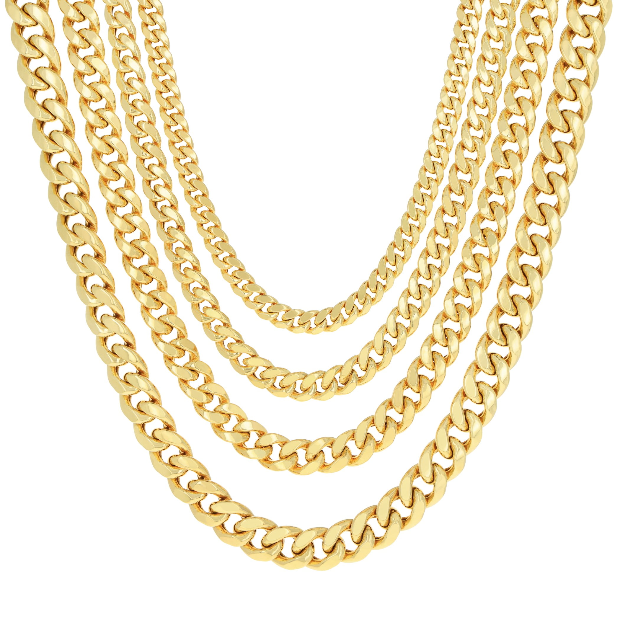 Nuragold 10K Real Yellow Gold Miami Cuban Link Chain Necklace 16"-30 ...