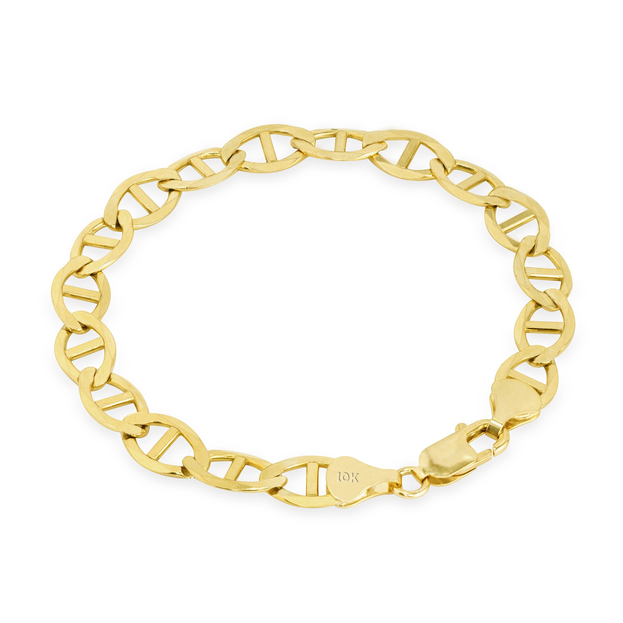 Nuragold 10K Real Yellow Gold Solid Mariner Chain Anchor Link Bracelet ...