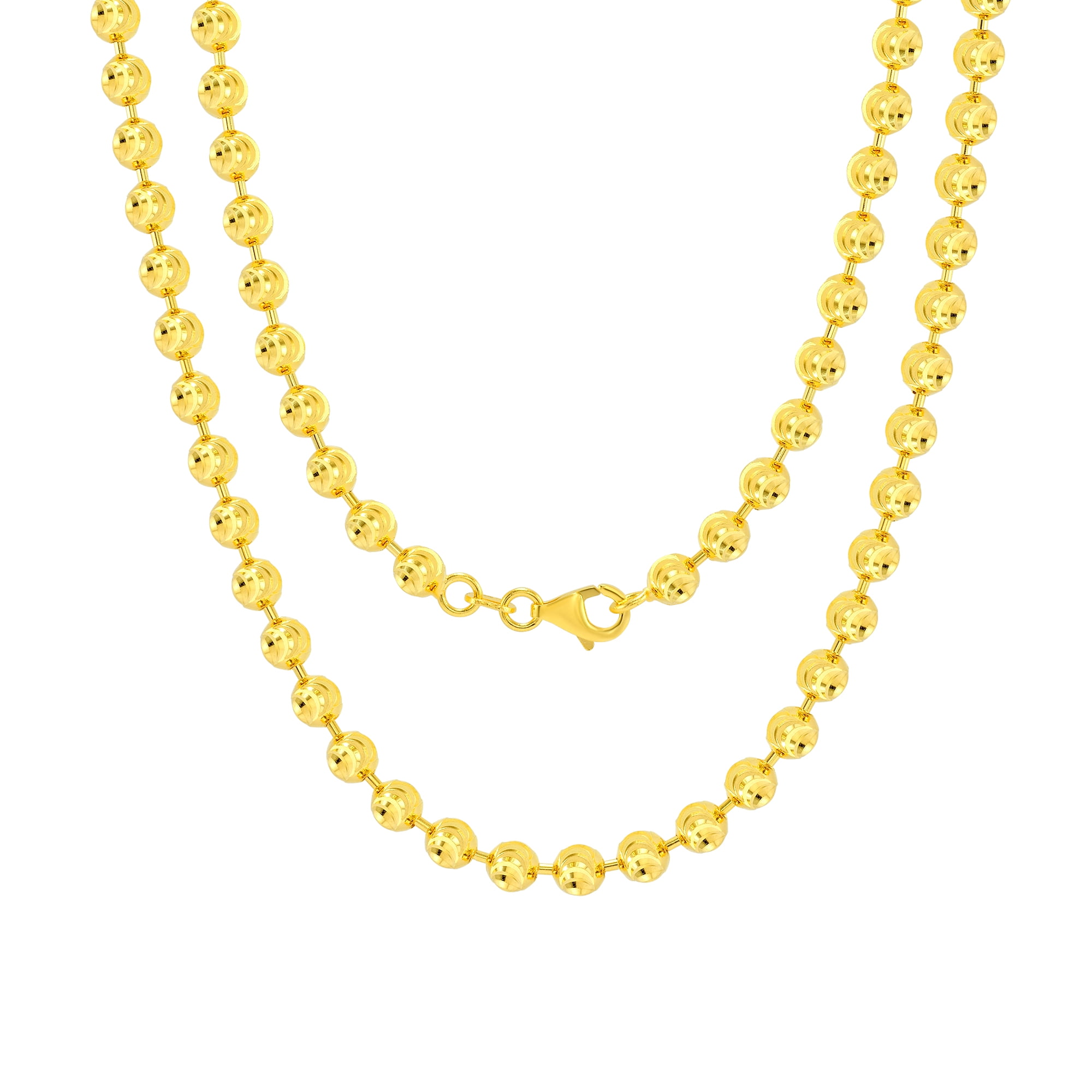 Nuragold 10K Yellow Gold Solid 4mm Diamond Cut Moon Ball Bead Chain Dog ... Nuragold 10K Yellow Gold Solid 4mm Diamond Cut Moon Ball Bead Chain Dog ...
