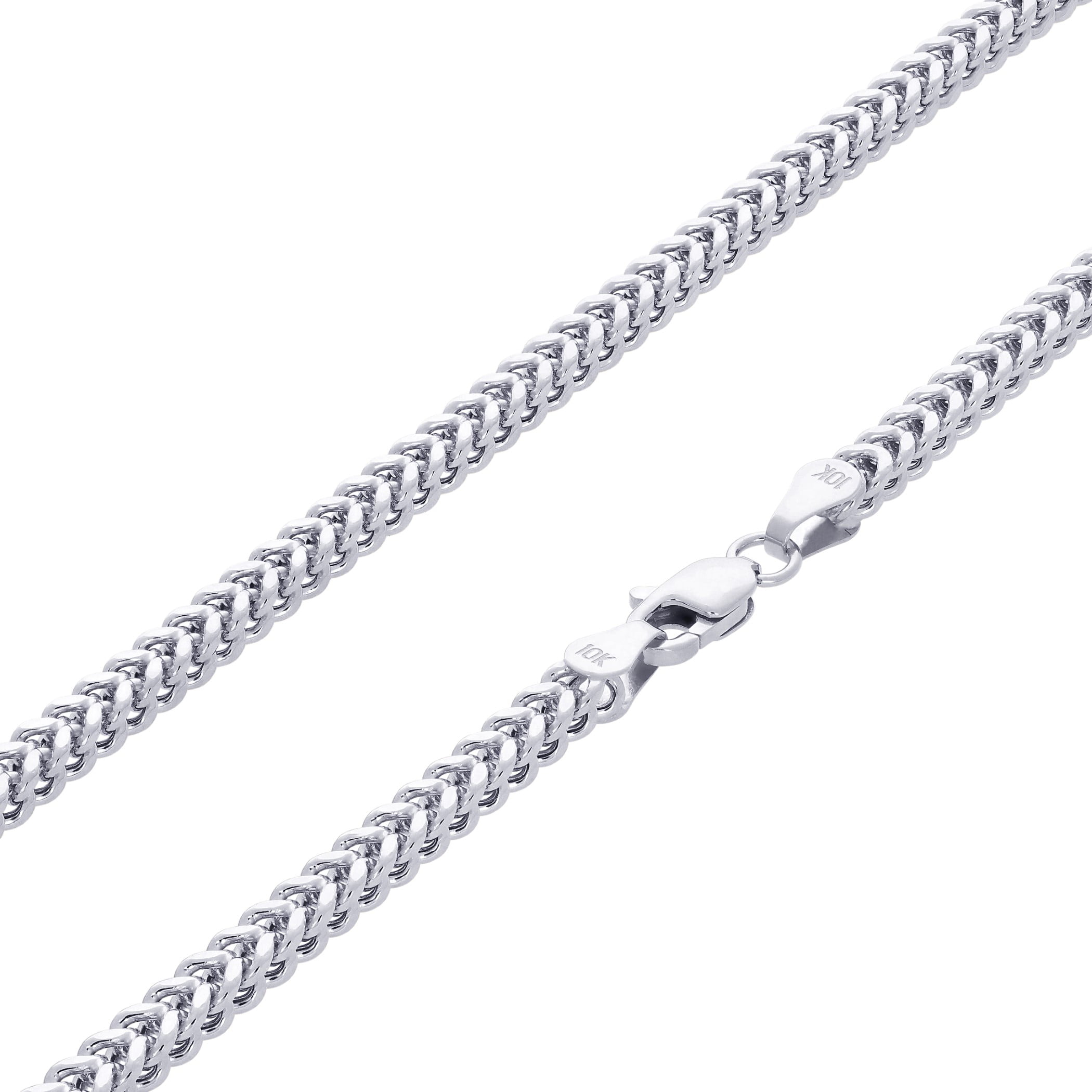 Nuragold 10k Real White Gold Franco Square 2.5mm Box Chain Wheat Chain ...