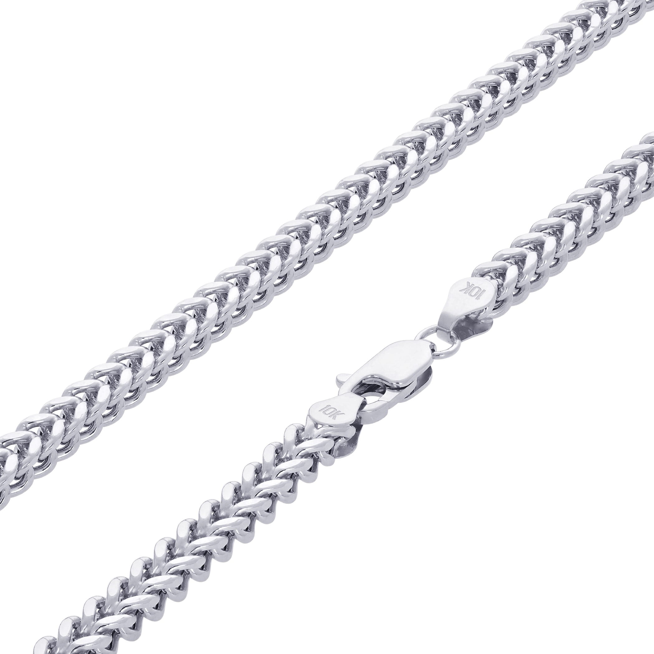 Nuragold 10k Real White Gold Franco Square 3mm Box Chain Wheat Chain ...