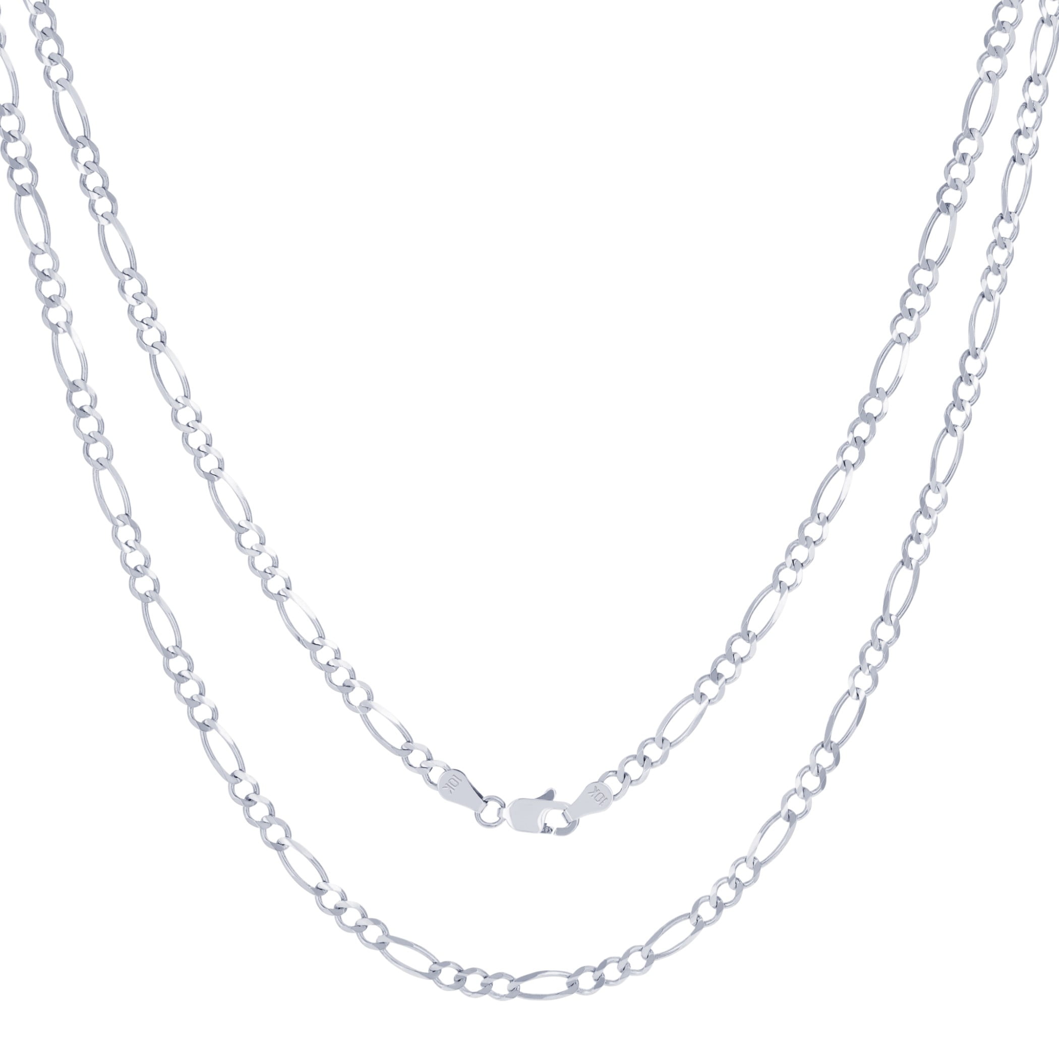 Nuragold 10k Real White Gold Solid Figaro Link 3.5mm Chain Necklace (16 ...