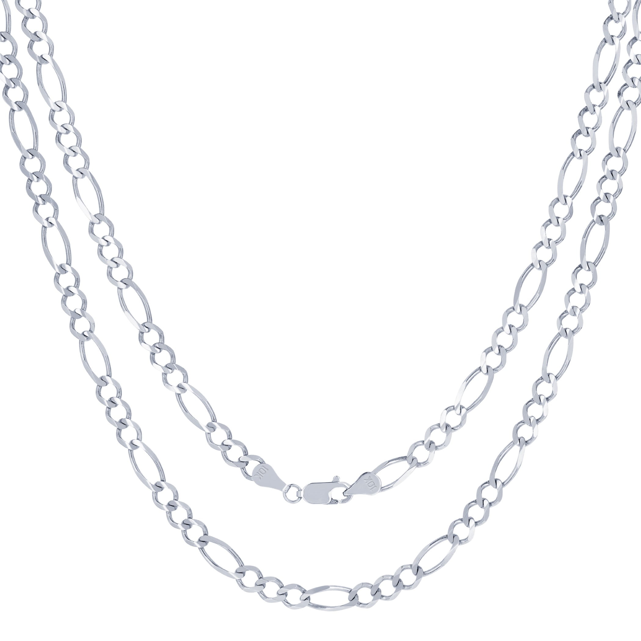 Nuragold 10k Real White Gold Solid Figaro Link 5.5mm Chain Necklace (18 ...