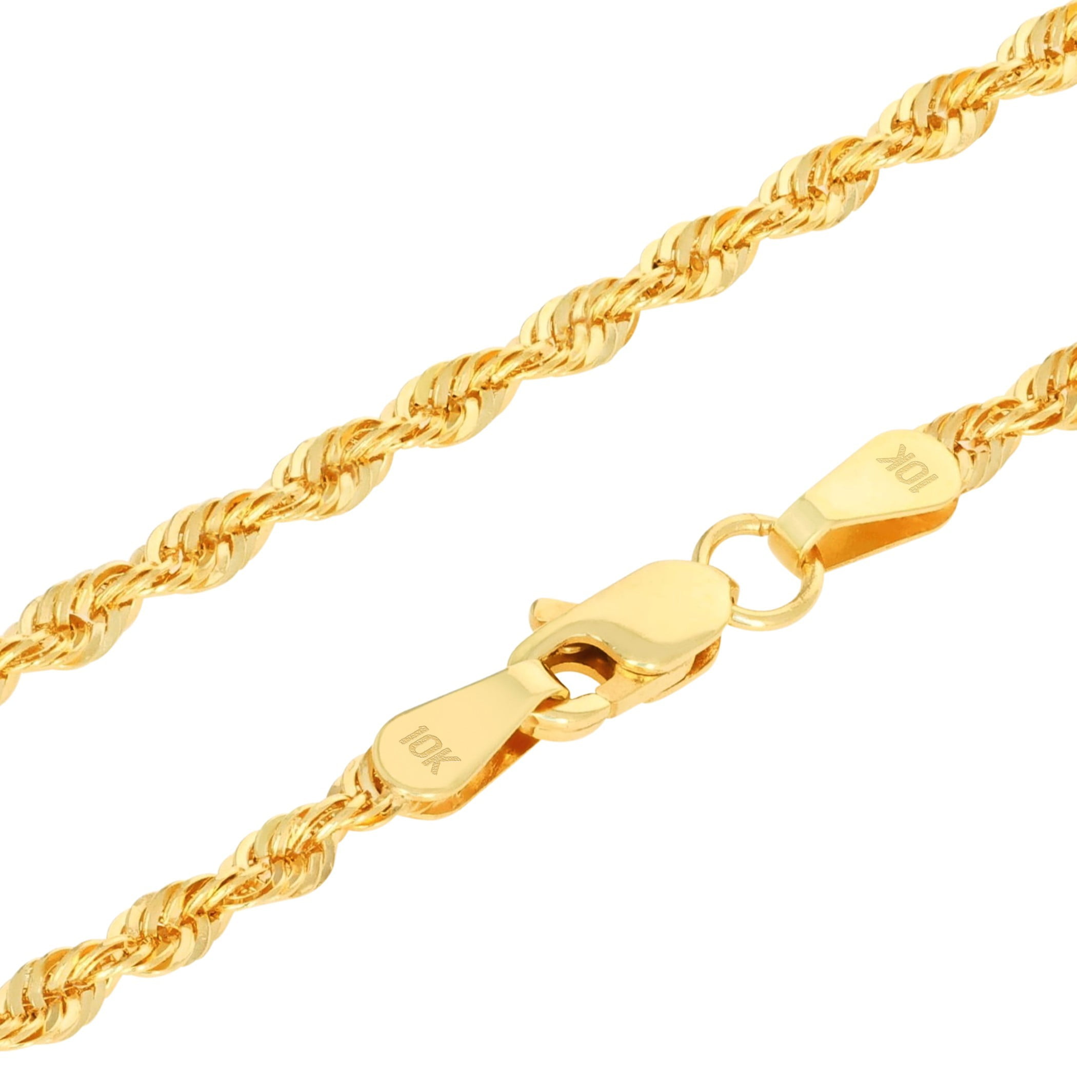 Nuragold 10k Yellow Gold 2.5mm Diamond Cut Rope Chain, Lightweight ...