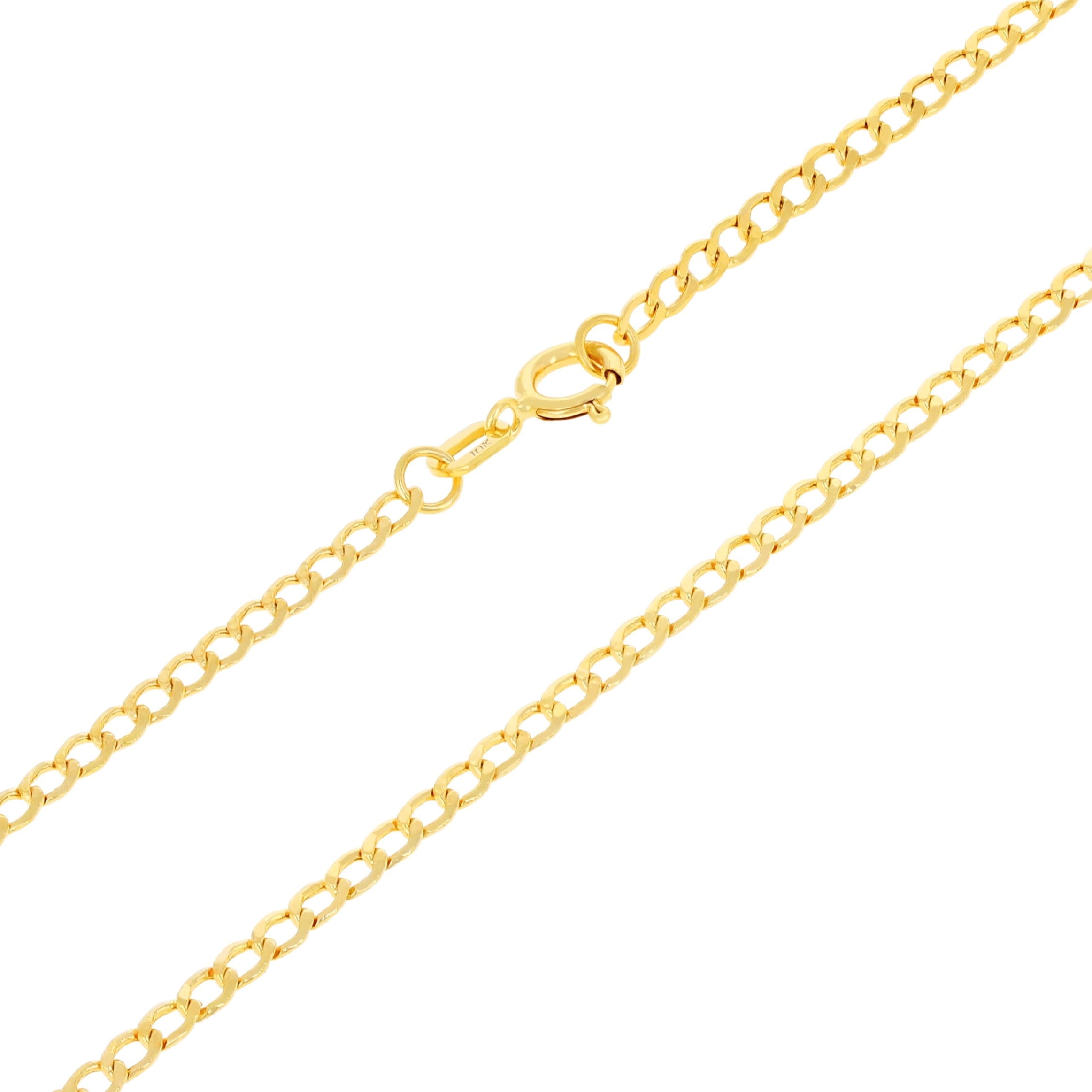 Nuragold 10k Real Yellow Gold Cuban Curb Link 2mm Chain Necklace (16 ...