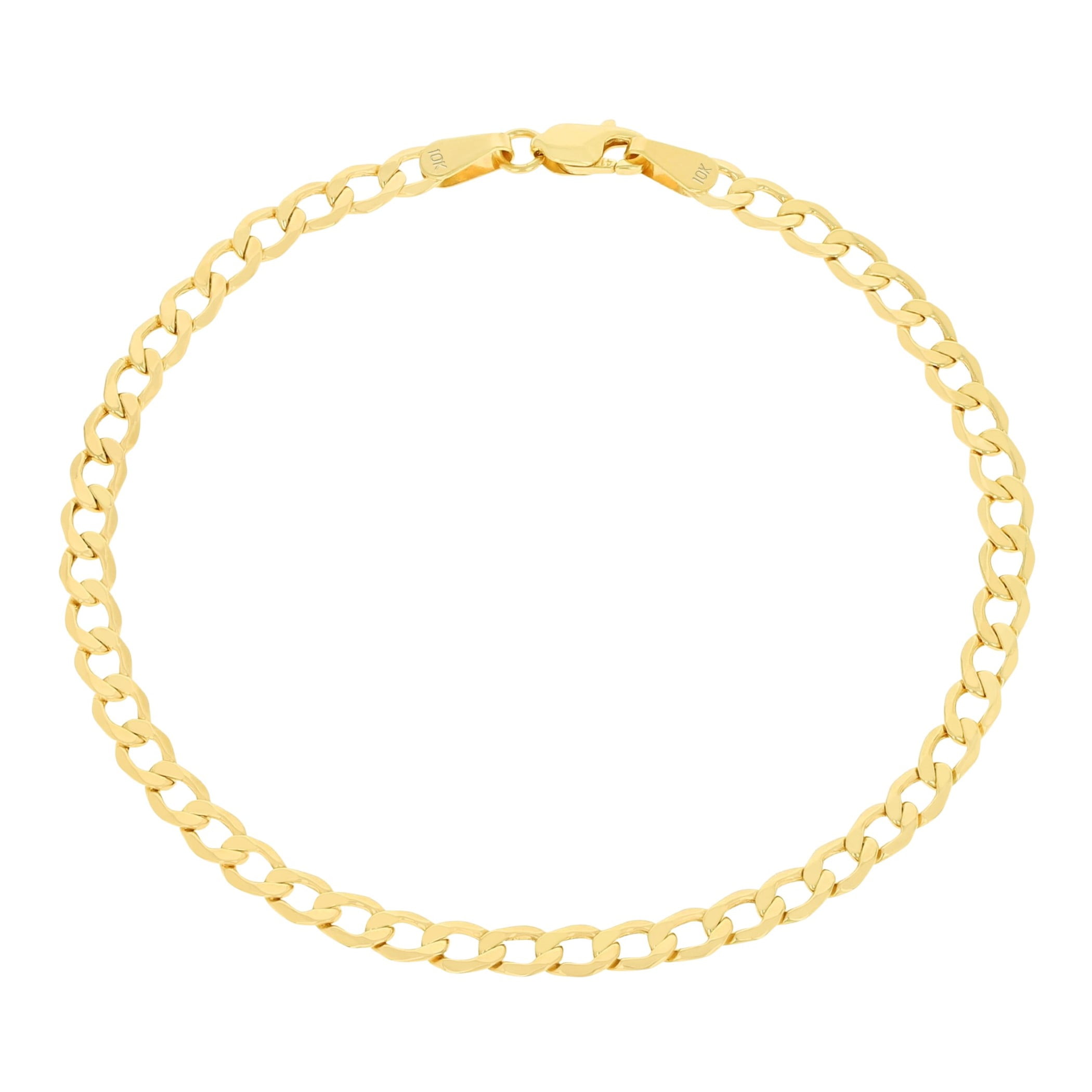 Nuragold 10k Real Yellow Gold 3.5mm Cuban Curb Link Chain, Anklet or ...