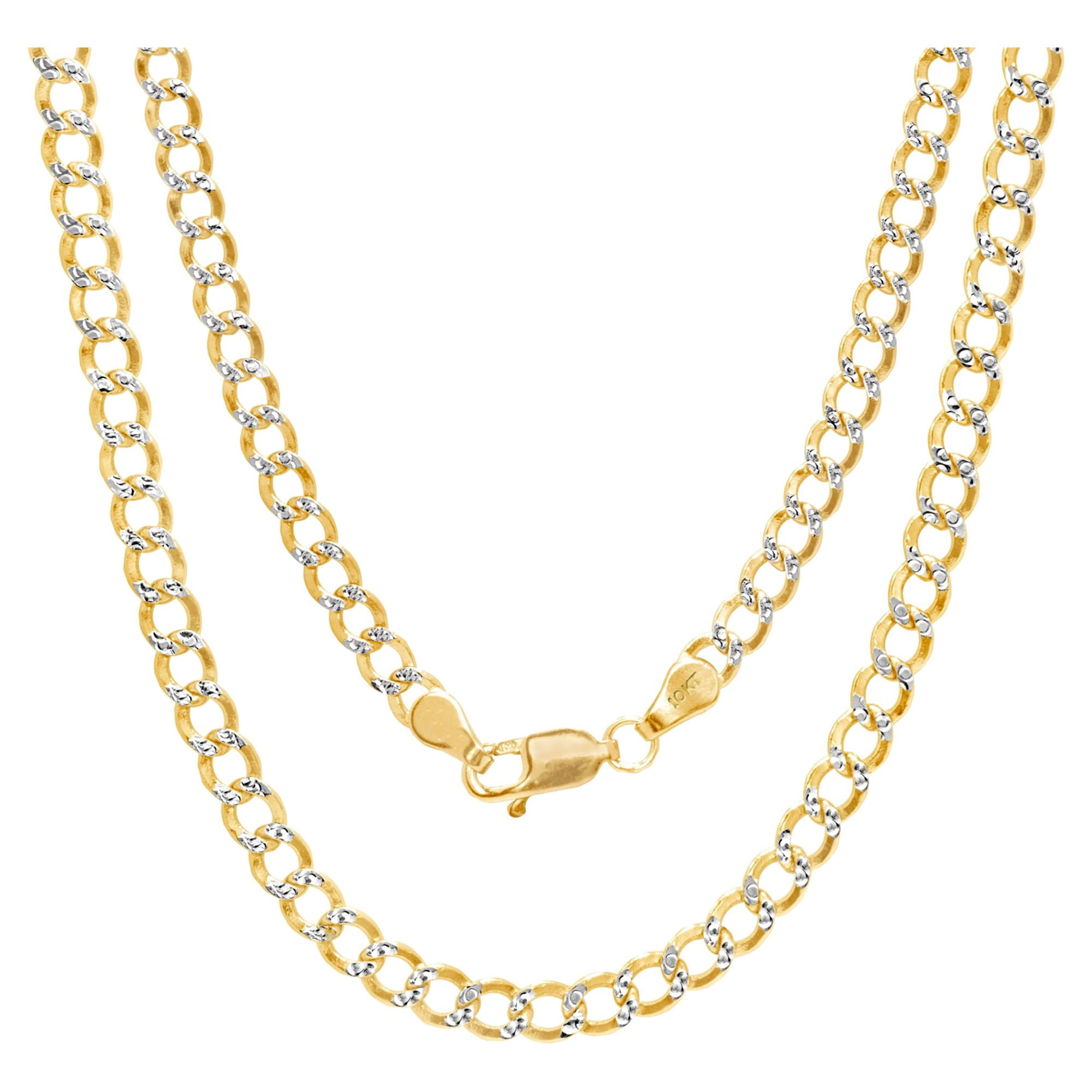 "Nuragold 10k Real Yellow Gold 3.5mm Cuban Link Chain With Diamond Cut ...