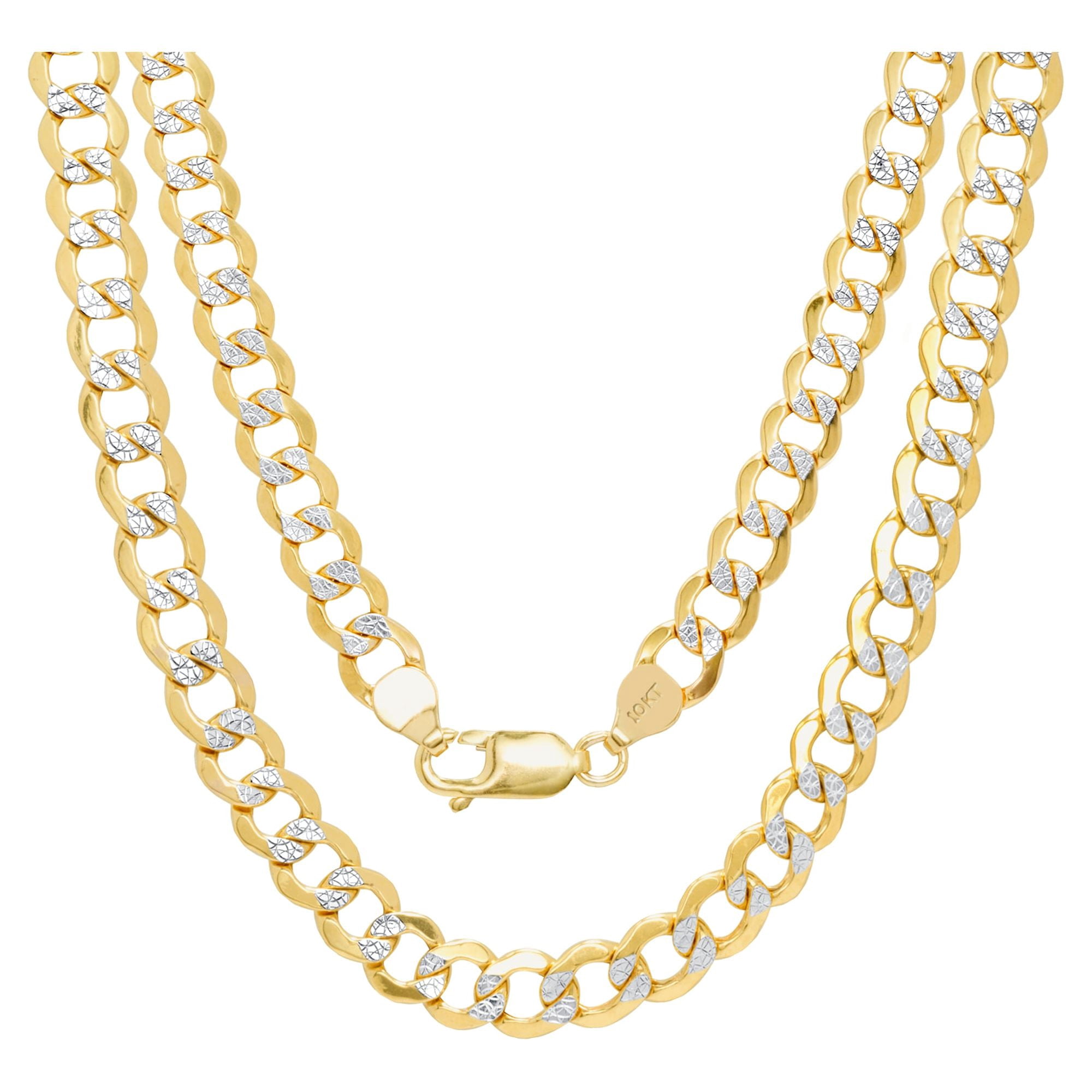 "Nuragold Real 10k Gold 6.5mm Cuban Chain Diamond Cut Pendant Necklace ...