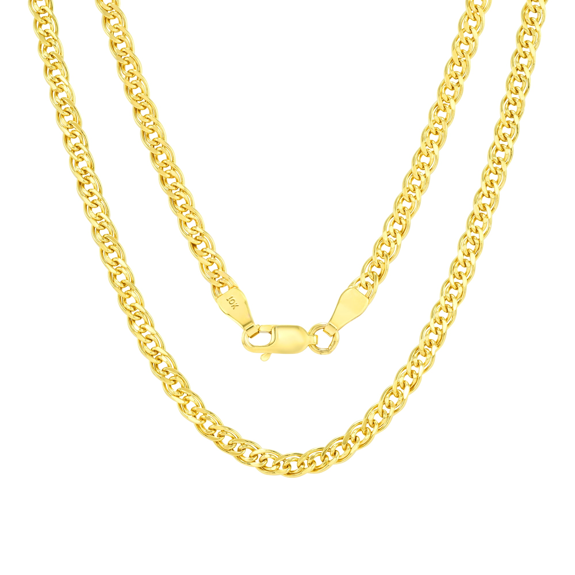"Nuragold Real 10K Yellow Gold 3.5mm Double Cuban Curb Link Chain ...