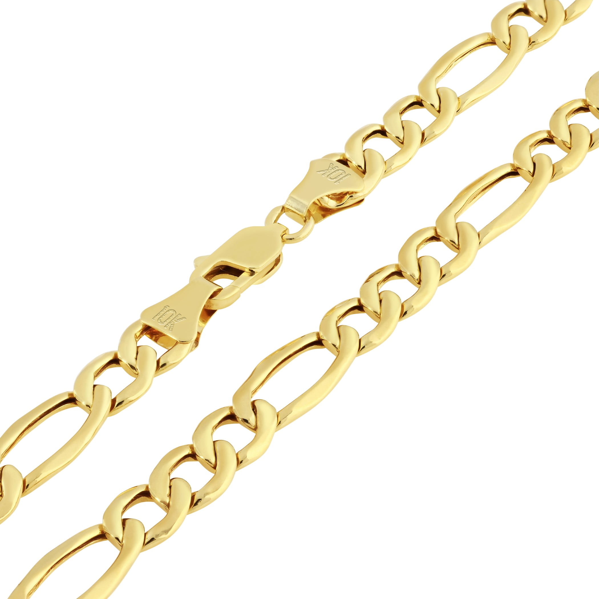 Nuragold 10k Real Yellow Gold Figaro Link 7mm Chain Necklace (16"-30 ...